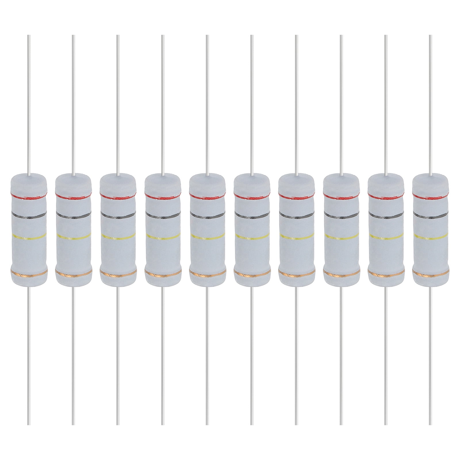 Uxcell 10 Pcs 200K Ohm 5W Metal Oxide Film Resistor, 5% Tolerance ...