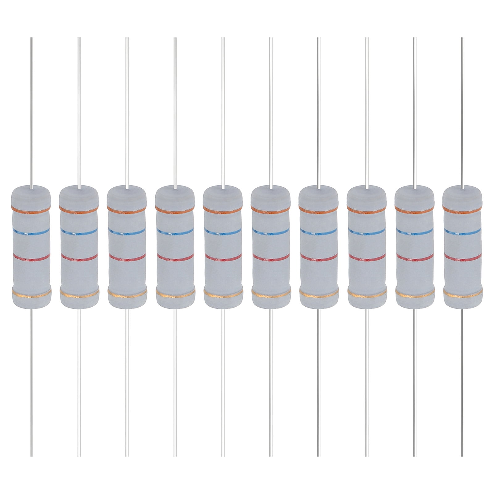 Uxcell 10 Pcs 3.6K Ohm 5W Metal Oxide Film Resistor, 5% Tolerance ...