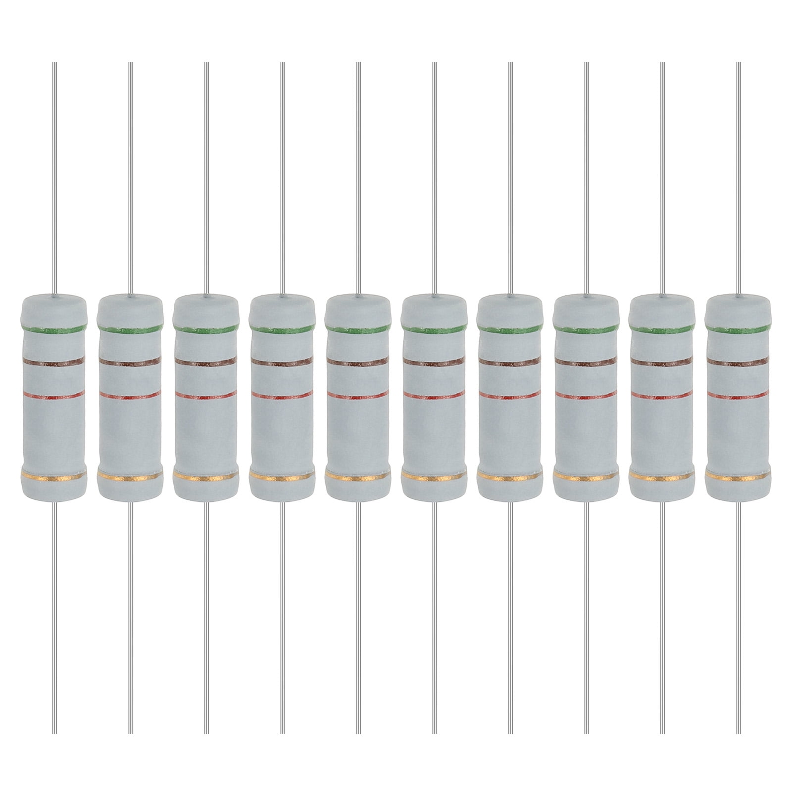 Uxcell 10 Pcs 5.1K Ohm 5W Metal Oxide Film Resistor, 5% Tolerance, Resistor Axial Lead for DIY ...