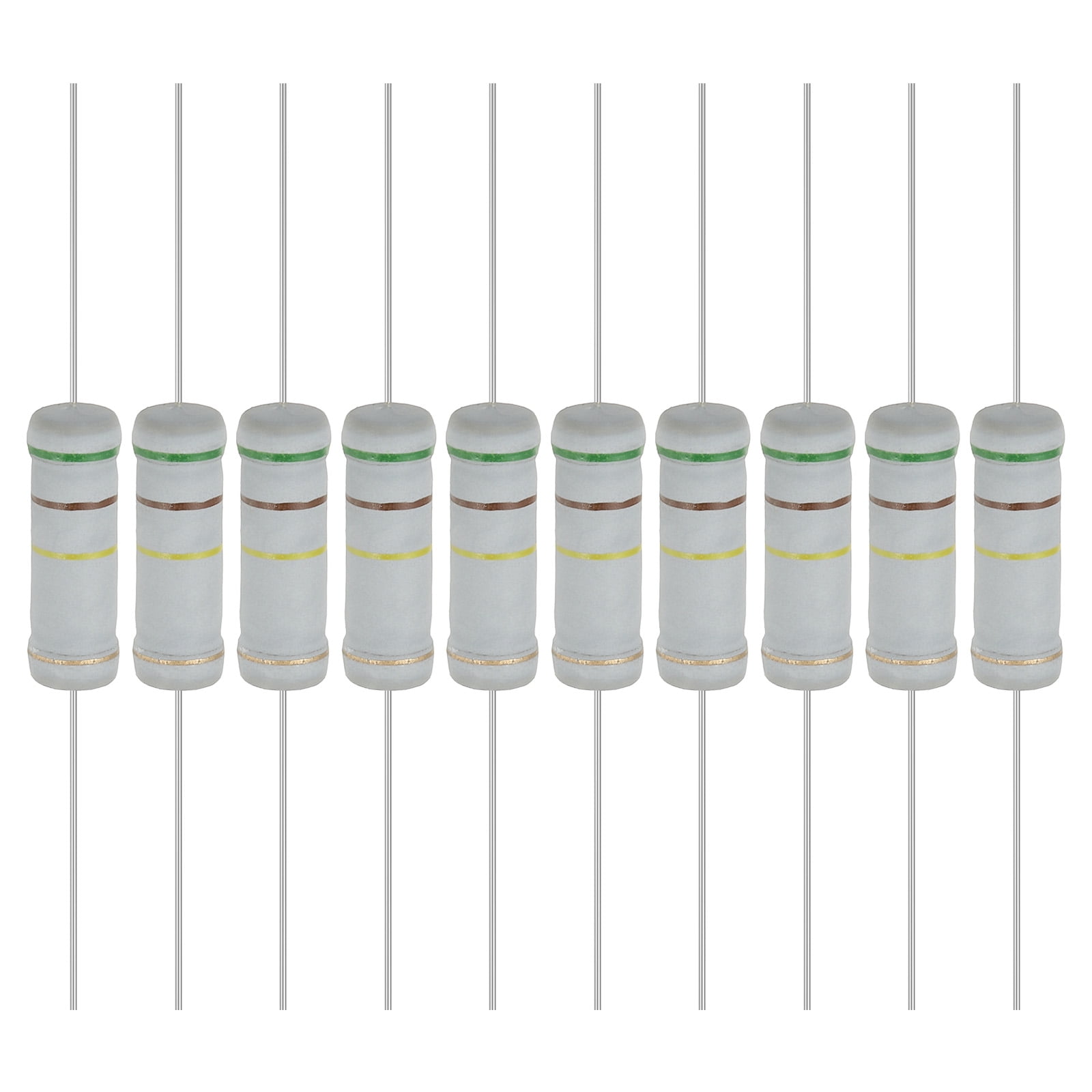 Uxcell 10 Pcs 510K Ohm 5W Metal Oxide Film Resistor, 5% Tolerance ...
