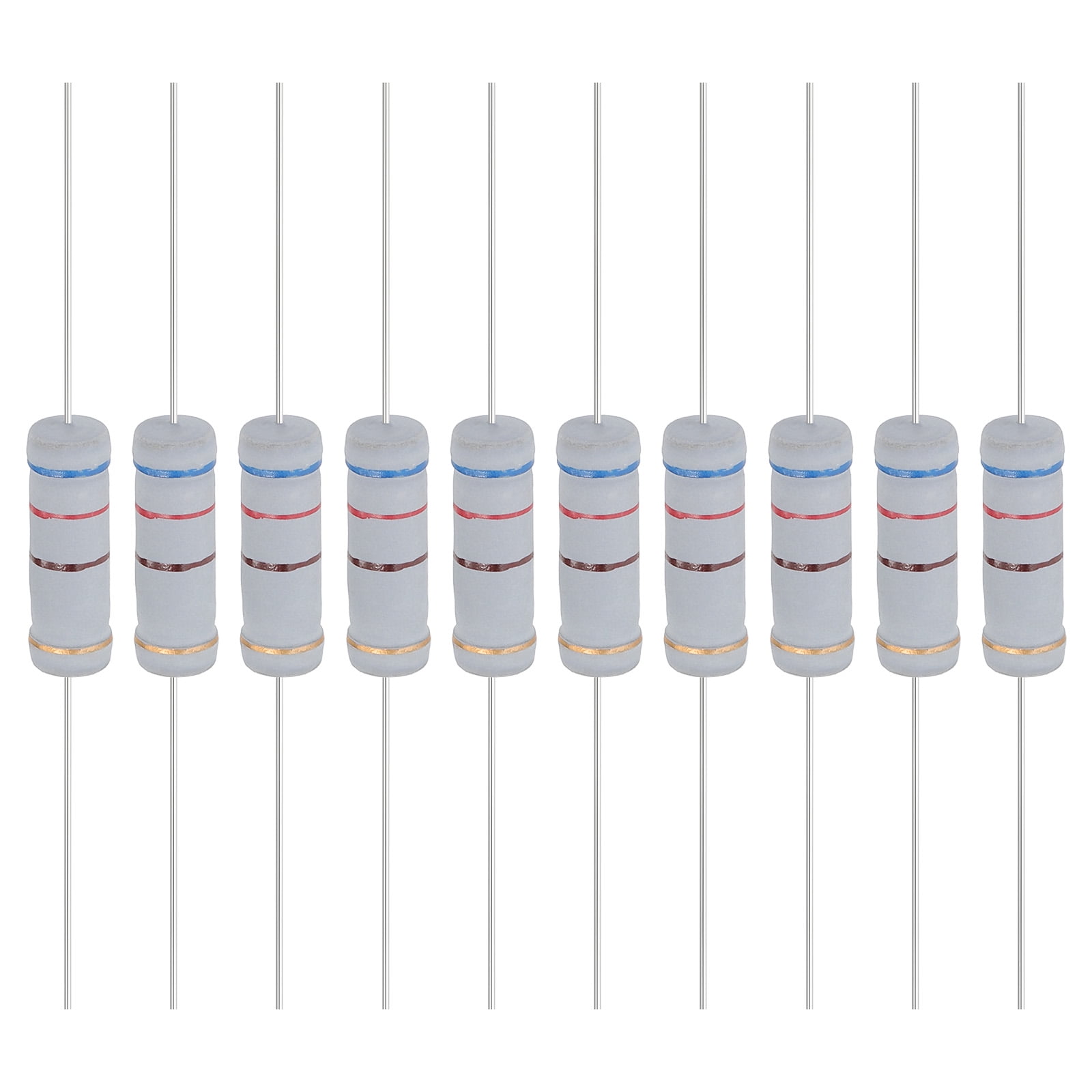 Uxcell 10 Pcs 620 Ohm 5W Metal Oxide Film Resistor, 5% Tolerance ...