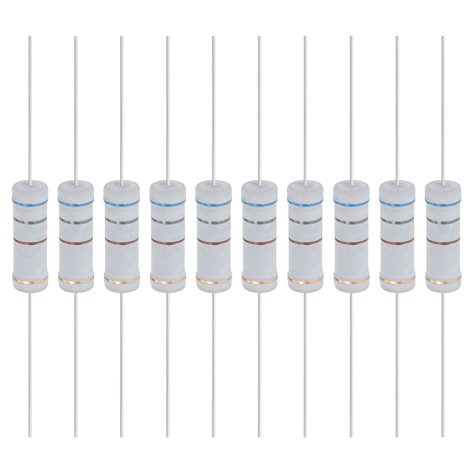 Uxcell 10 Pcs 680 Ohm 5W Metal Oxide Film Resistor, 5% Tolerance ...