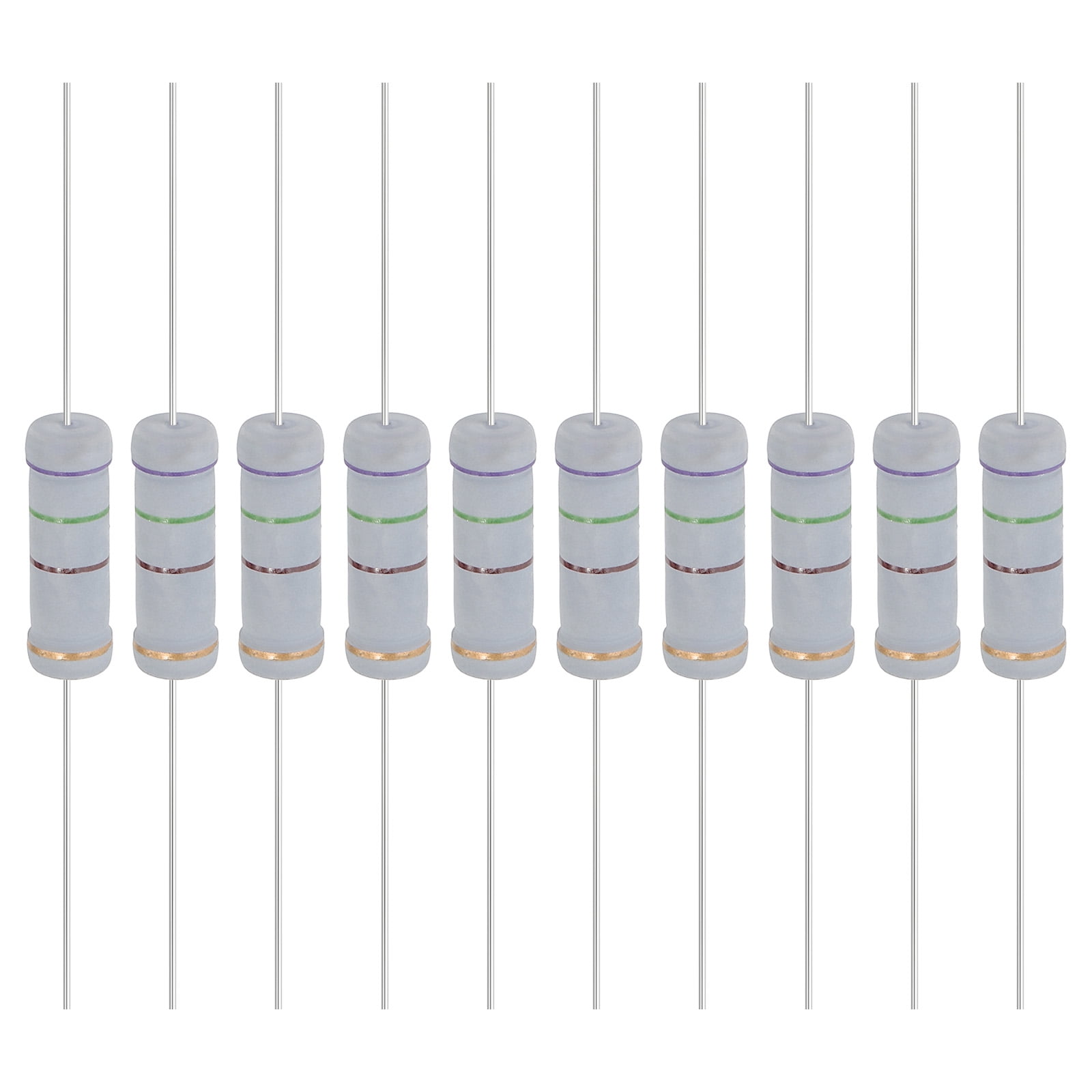 Uxcell 10 Pcs 750 Ohm 5W Metal Oxide Film Resistor, 5% Tolerance ...
