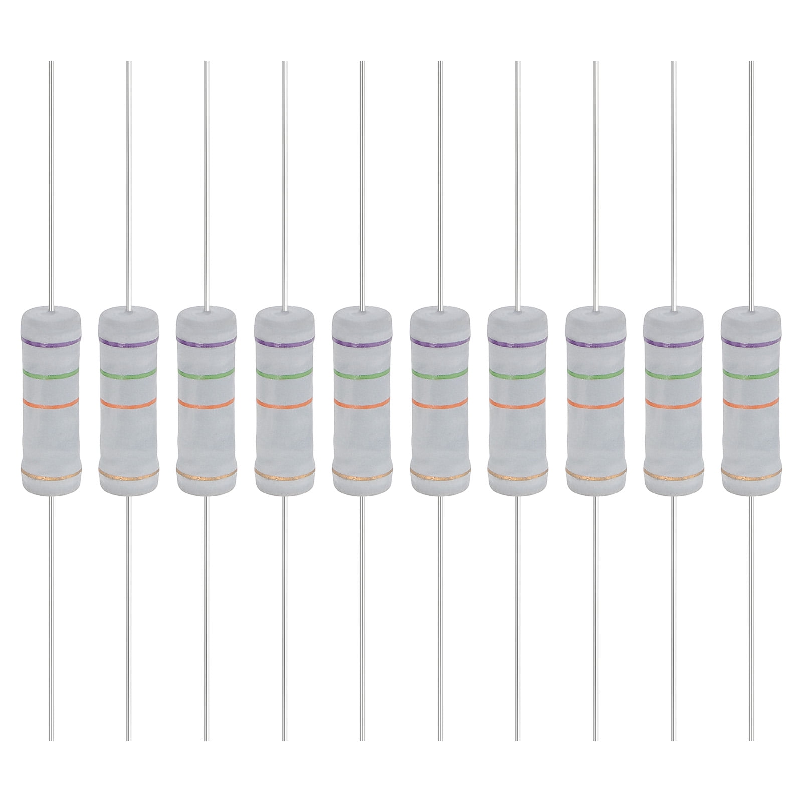 Uxcell 10 Pcs 75K Ohm 5W Metal Oxide Film Resistor, 5% Tolerance ...