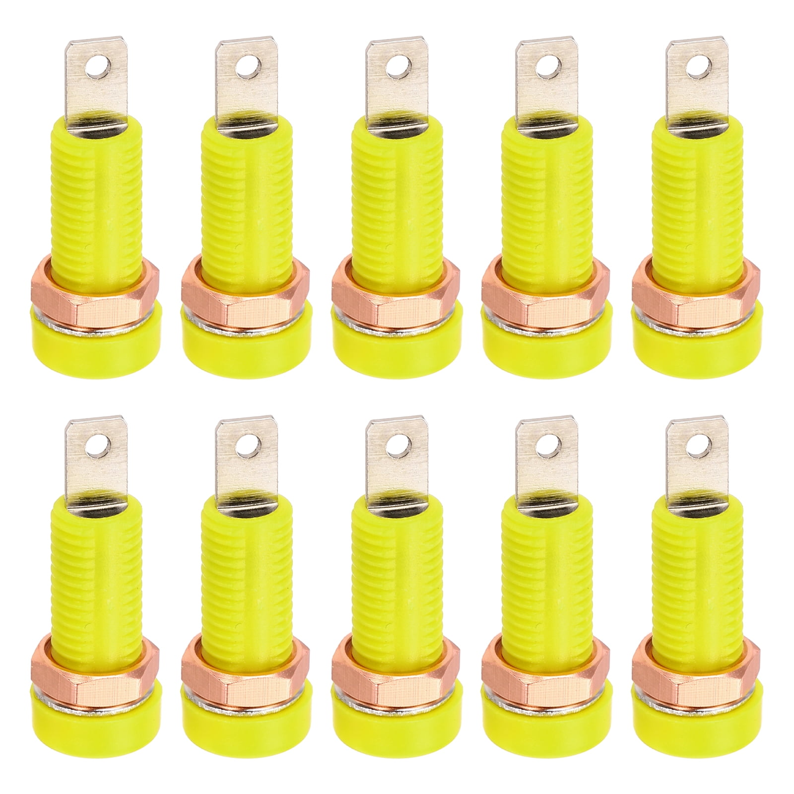Uxcell 10 Pcs Banana Jack, 24A 8 x 4mm Insert Mounting/Brass Soldering ...