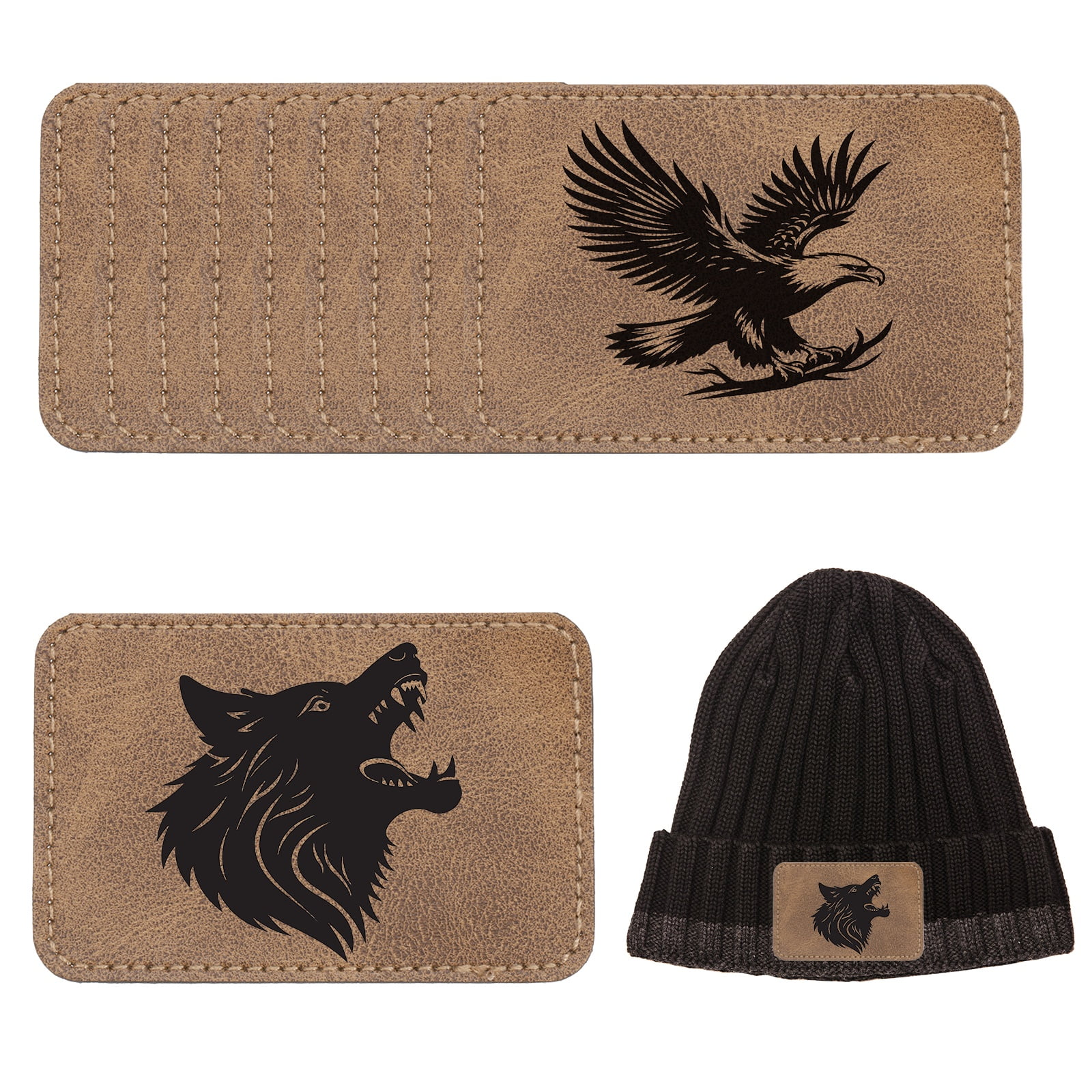 Uxcell 10 Pcs Blank Leather Hat Patches, Laser Engraving Iron-on ...