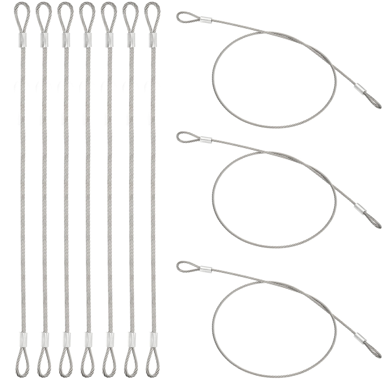 Uxcell 10 Pcs Dia. 2mm Stainless Safety Cable, 20" Length Steel ...