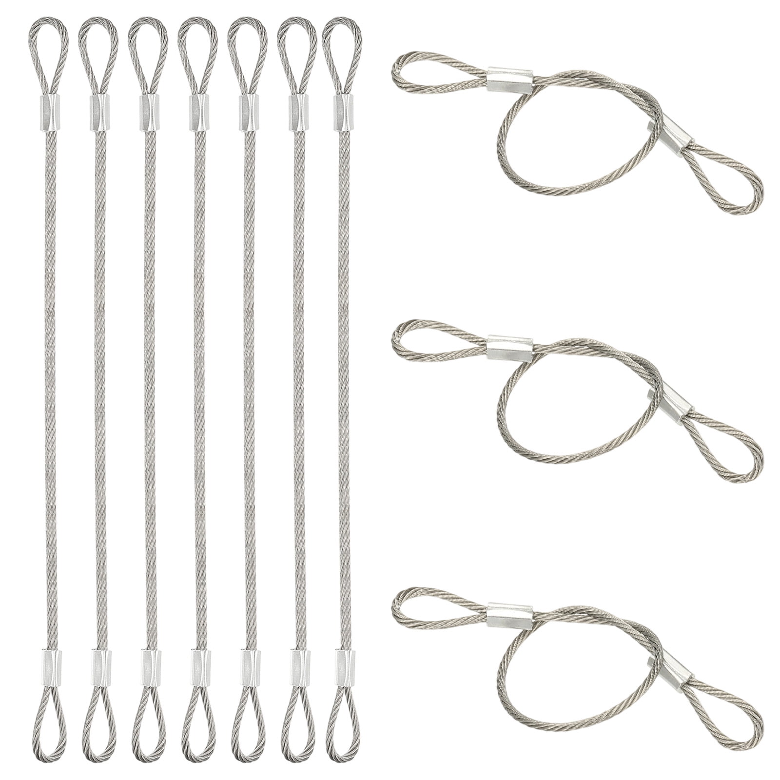 Uxcell 10 Pcs Dia. 2mm Stainless Safety Cable, 8" Length Steel Security ...