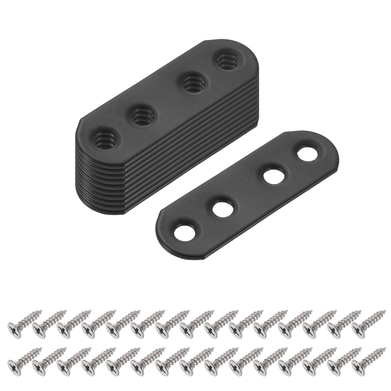 Uxcell 10 Pcs Flat Straight Brackets, 55mm x 5mm Iron Brace Plate with ...