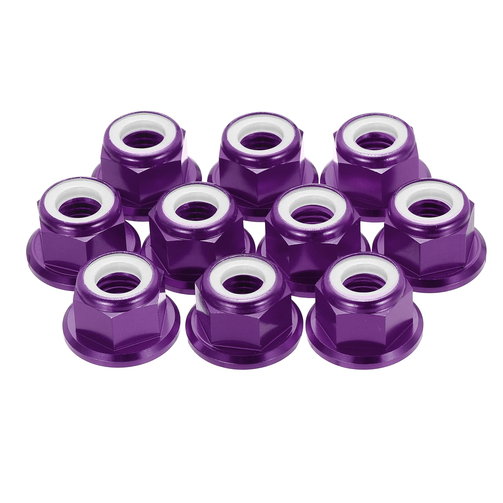 Uxcell 10 Pcs M8 Pitch 1.25mm Aluminum Alloy Lock Nuts Flanged Hex Nuts ...