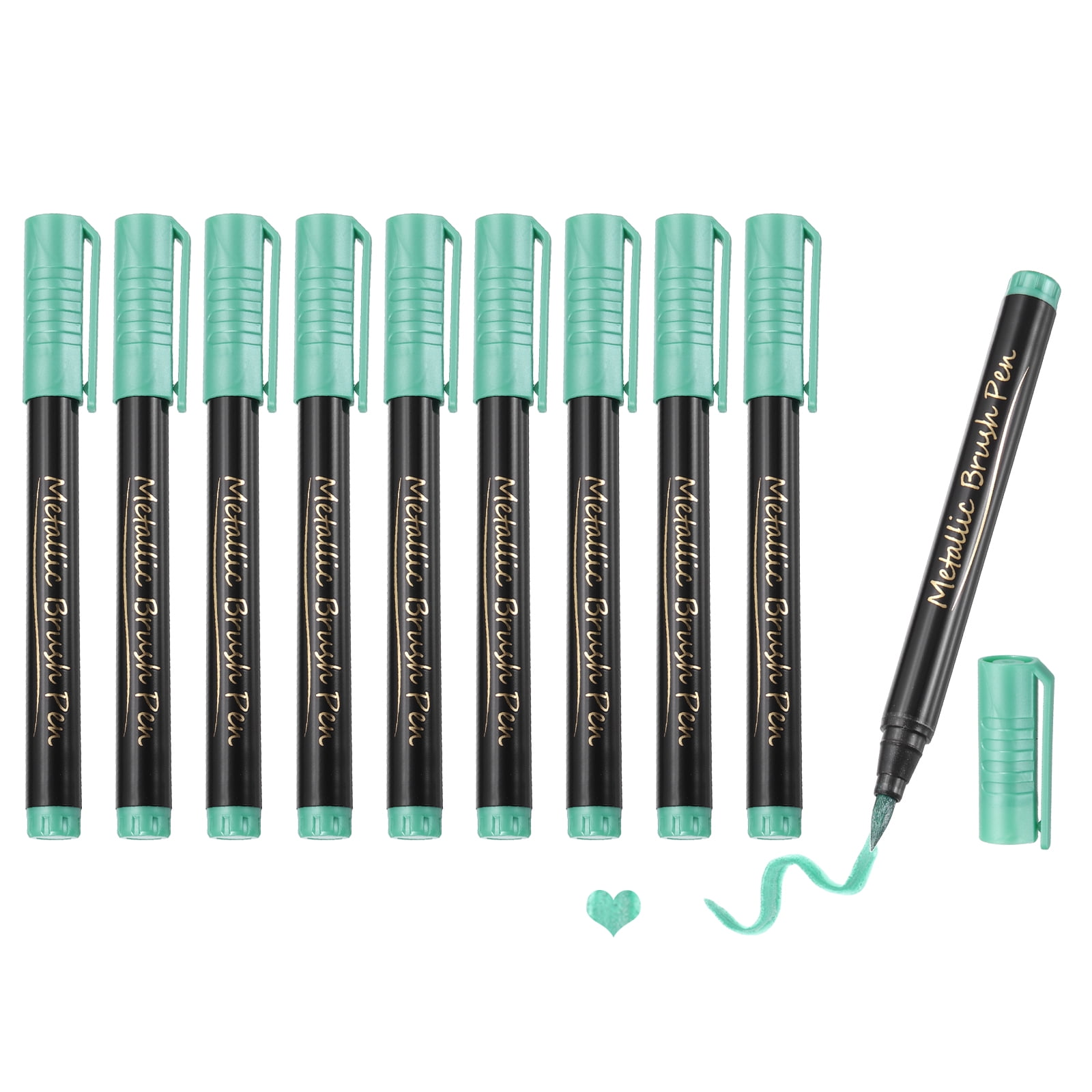 Uxcell 10 Pcs Metallic Marker Pens, Metallic Paint Brush Markers Medium ...