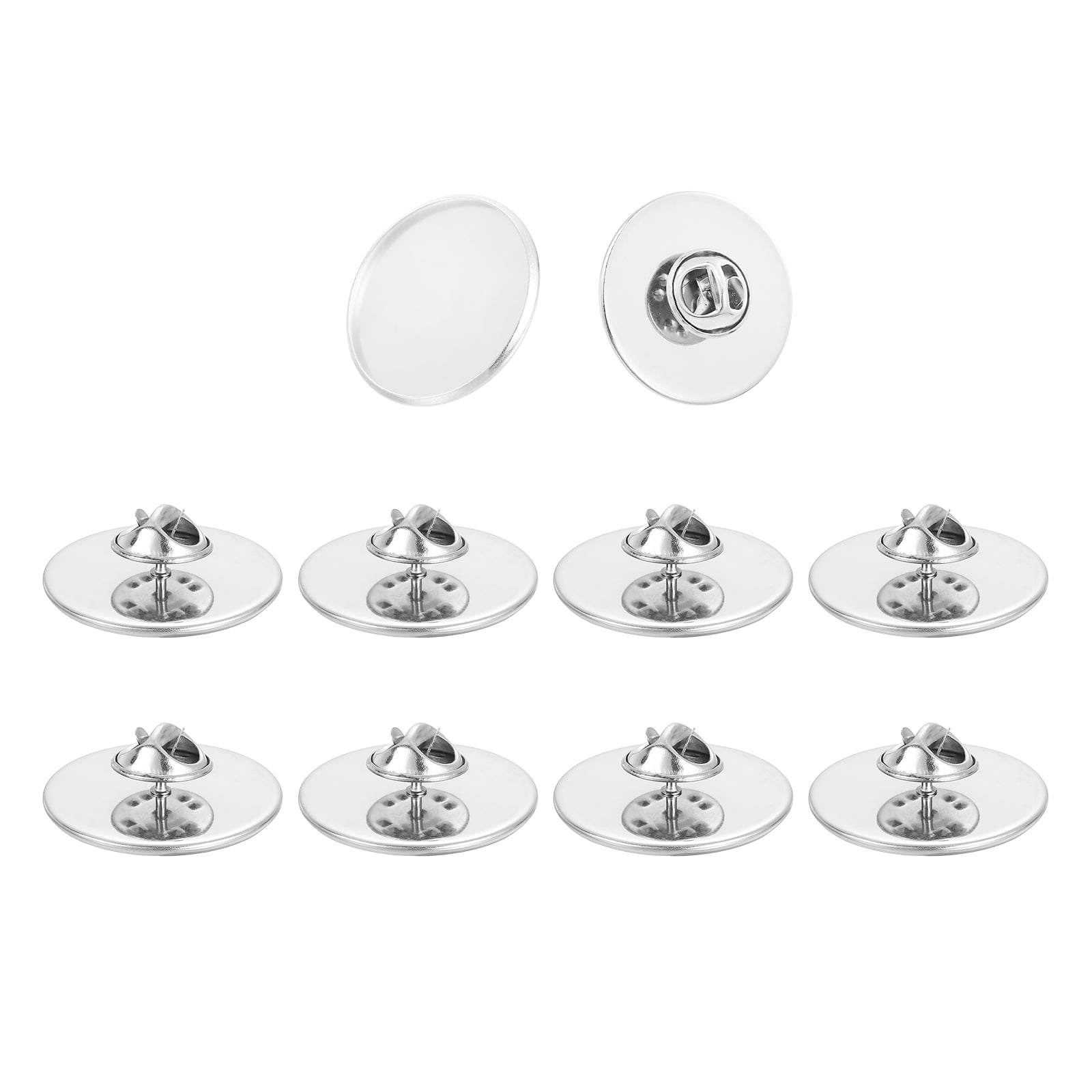 Uxcell 50 Pcs Stainless Steel Brooch Tray, 30mm Round Blank Pins with ...