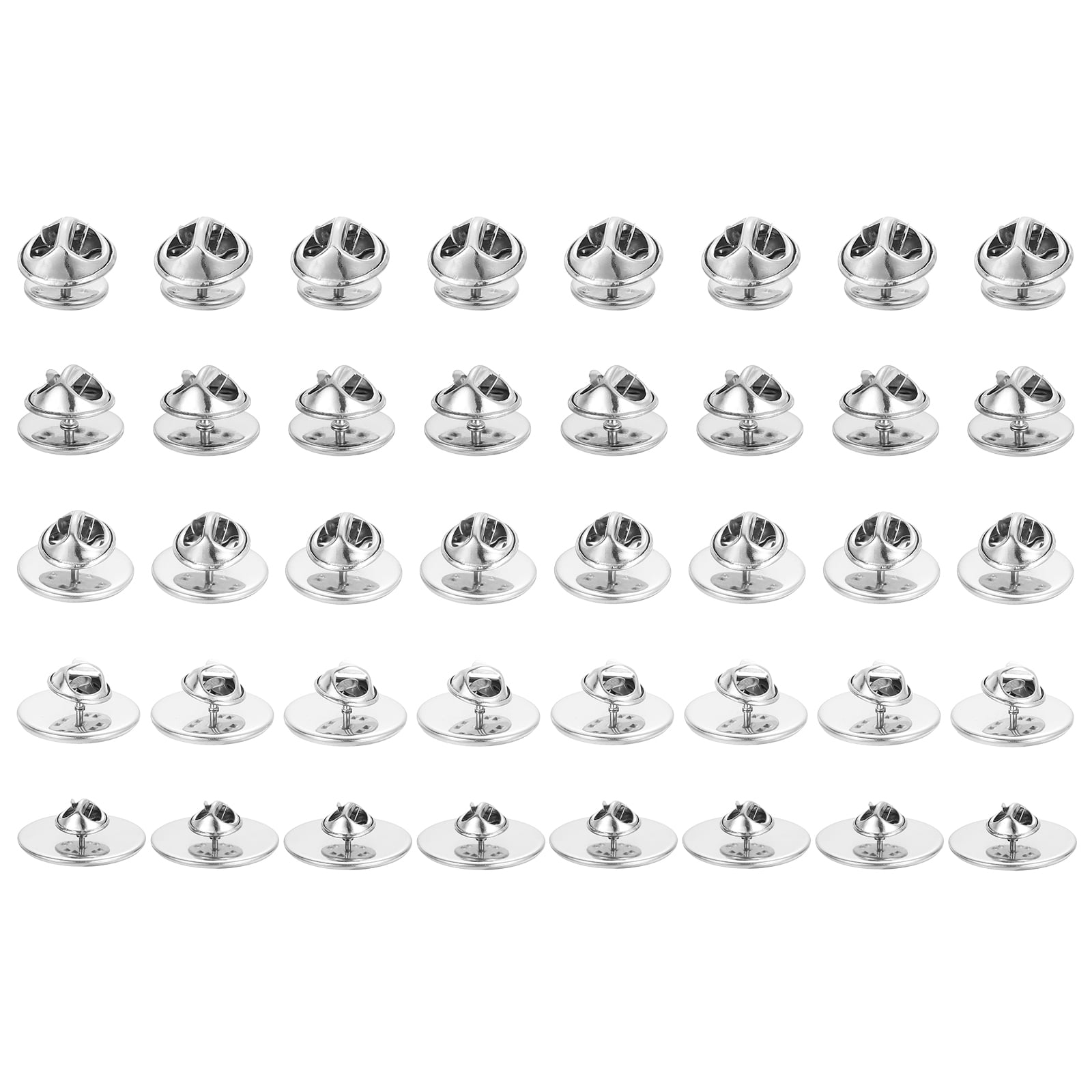 Uxcell 50 Pcs Stainless Steel Brooch Tray, 5 Size Round Blank Pins with ...