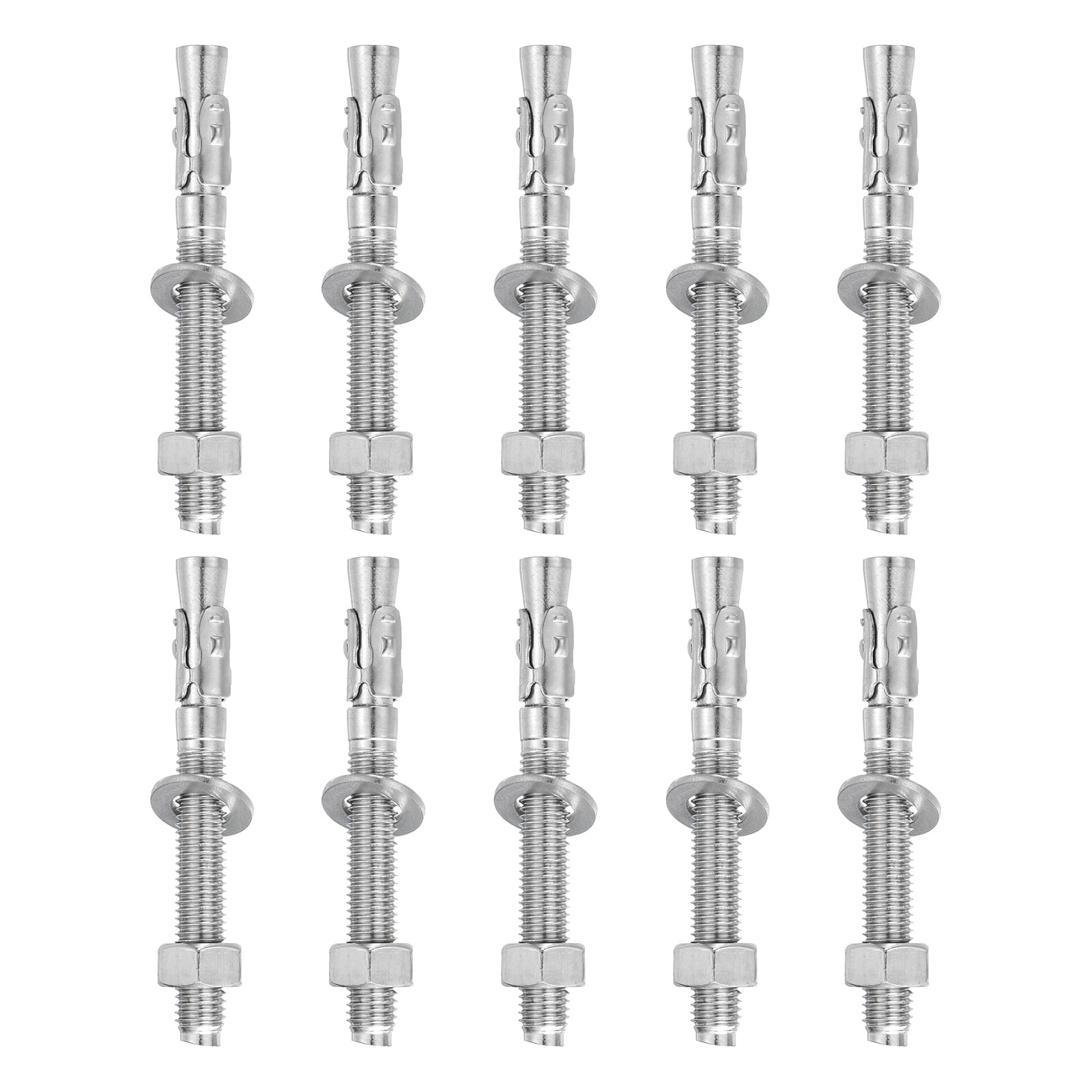 Uxcell 10 Pcs Wedge Anchors, 1/2" x 4-1/2" Stainless Steel Concrete Anchors Bolts, Heavy Duty ...