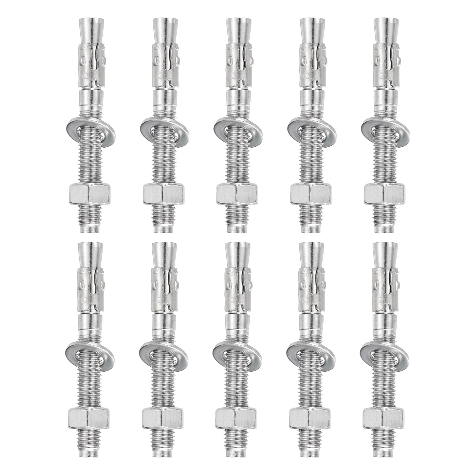 Uxcell 10 Pcs Wedge Anchors, 1/2" x 4" Stainless Steel Concrete Anchors ...
