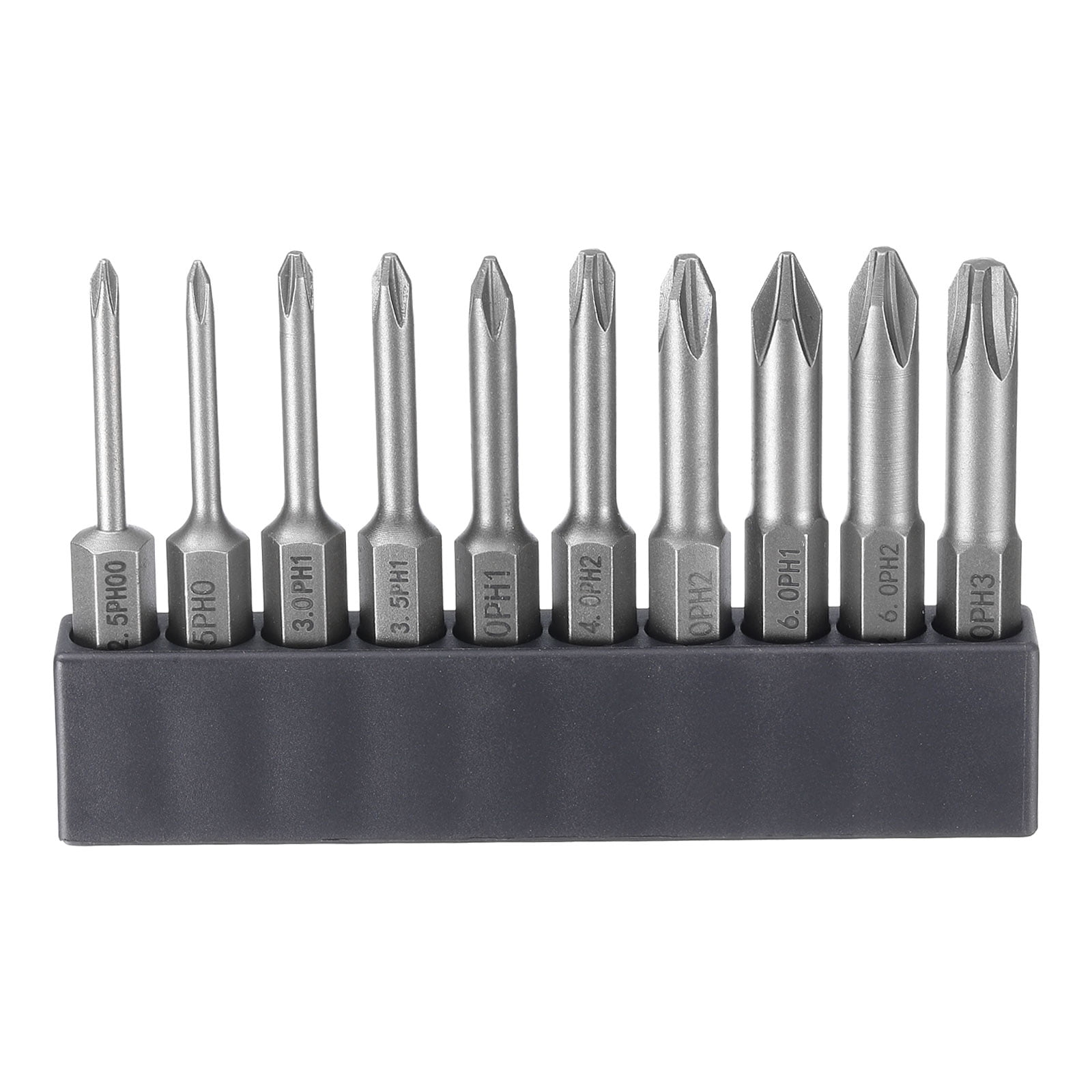Uxcell 10 Pieces Phillips Screwdriver Bit Set PH00-PH3 1/4" Hex Shank 2" Long Magnetic S2 Steel ...