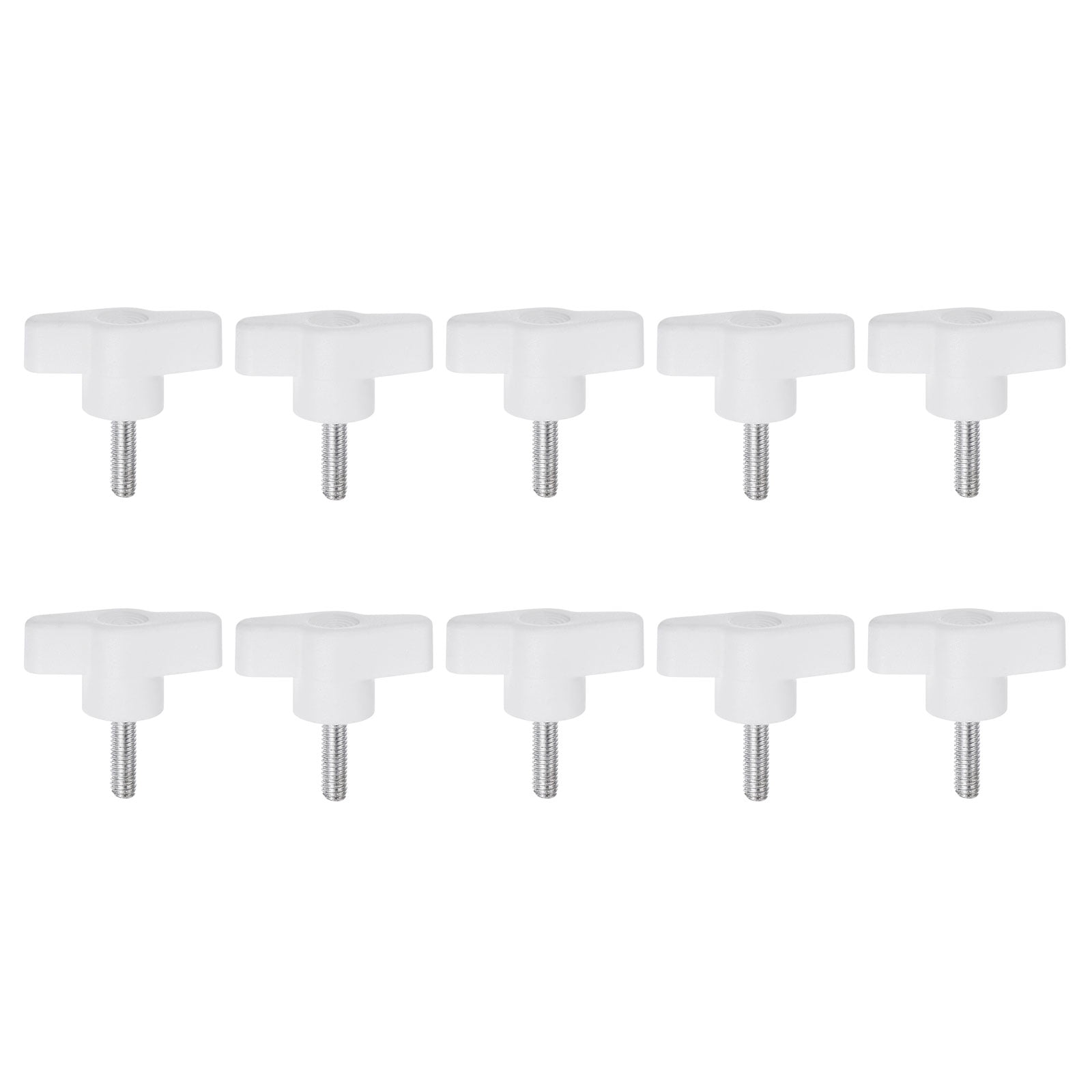 Uxcell 10 Pieces Wing Knobs M5 x 16mm Tee Stud Knob Thumb Screw Hand Clamping Handle White ...