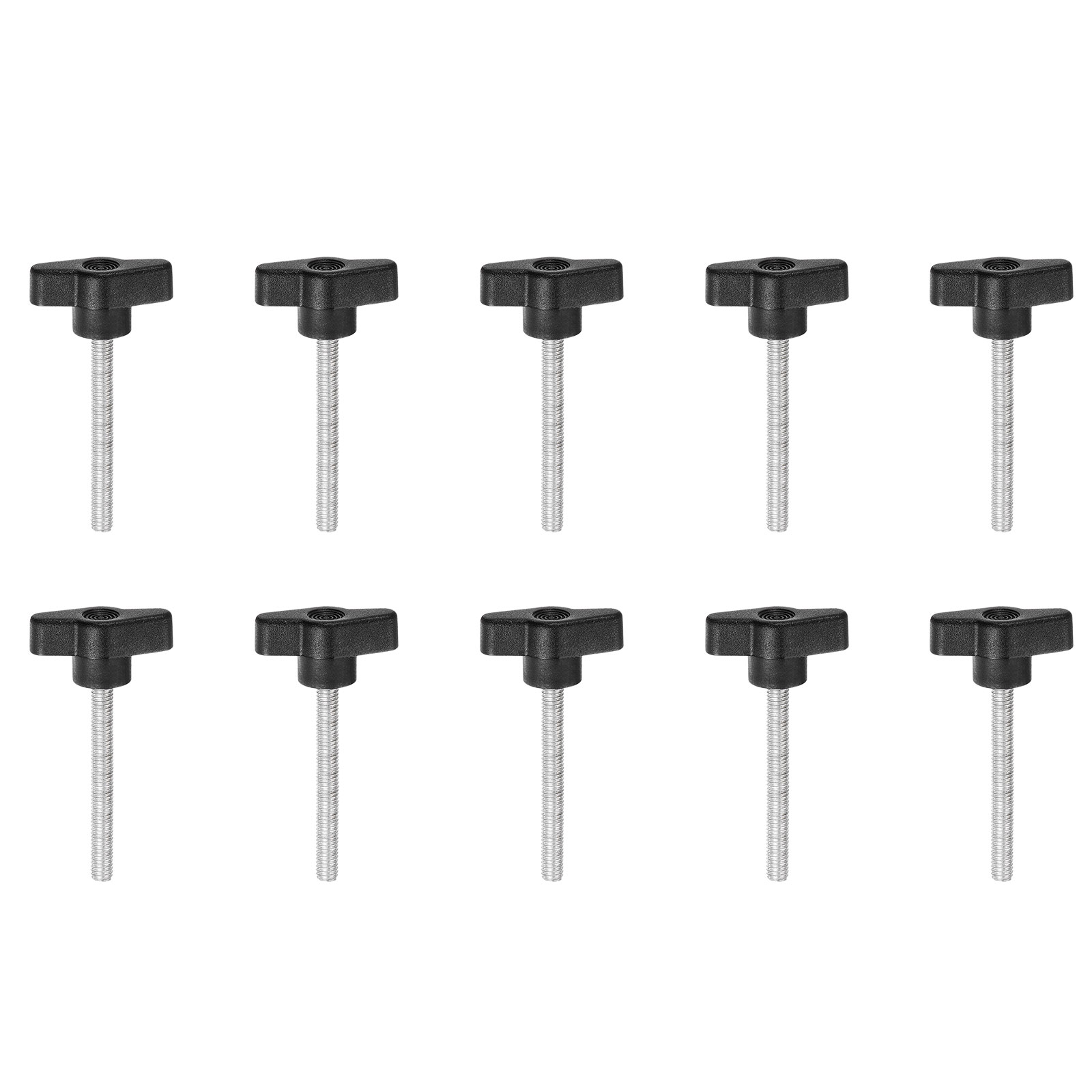 Uxcell 10 Pieces Wing Knobs M6 x 55mm Tee Stud Knob Thumb Screw Hand Clamping Handle Black ...