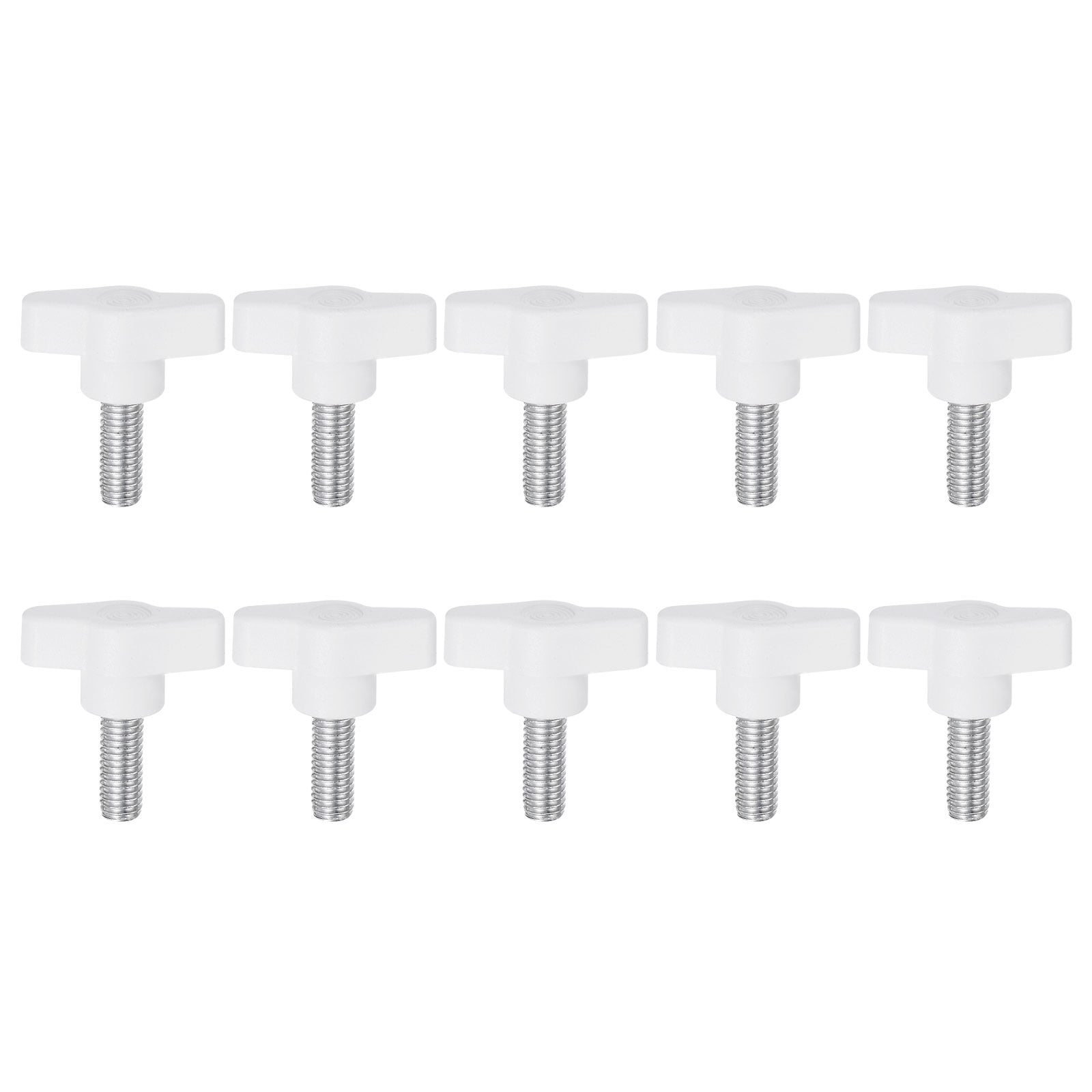 Uxcell 10 Pieces Wing Knobs M8 x 20mm Tee Stud Knob Thumb Screw Hand Clamping Handle White ...