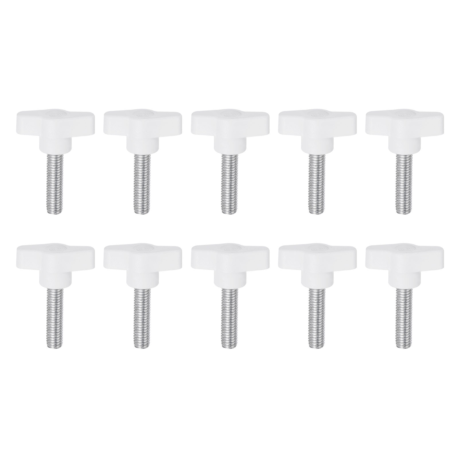Uxcell 10 Pieces Wing Knobs M8 x 30mm Tee Stud Knob Thumb Screw Hand Clamping Handle White ...