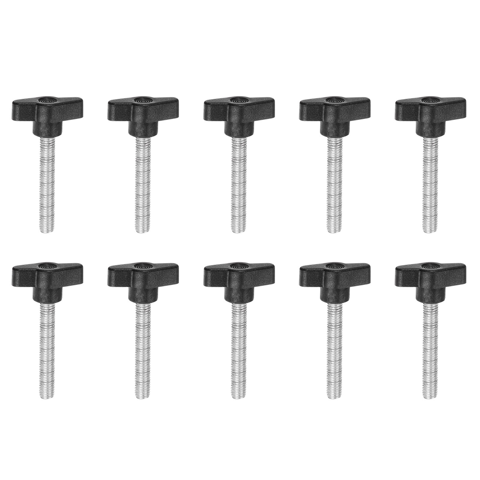 Uxcell 10 Pieces Wing Knobs M8 x 45mm Tee Stud Knob Thumb Screw Hand Clamping Handle Black ...