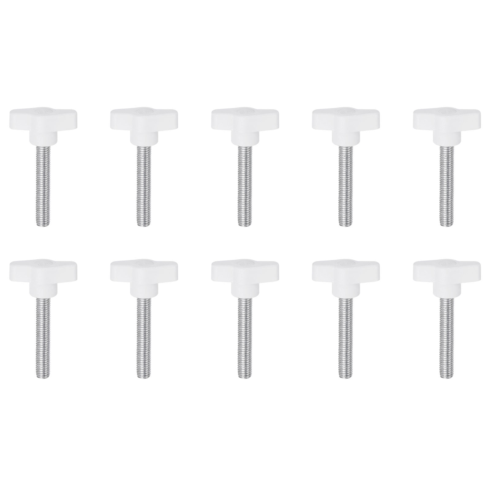 Uxcell 10 Pieces Wing Knobs M8 x 45mm Tee Stud Knob Thumb Screw Hand Clamping Handle White ...