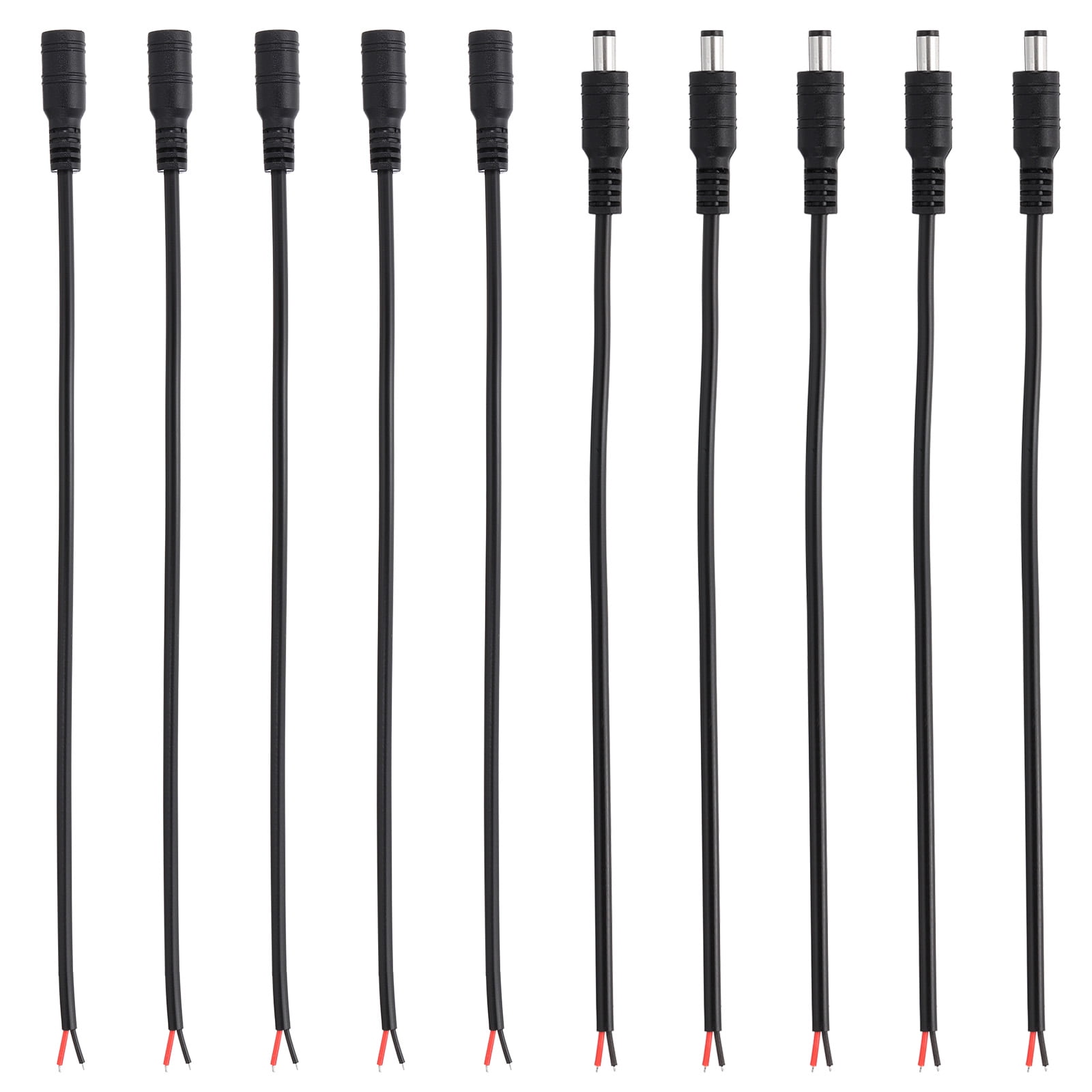 Uxcell 10" Power Cable, 20 Pcs 5.5mm x 2.1mm Barrel Plug Socket Cables ...