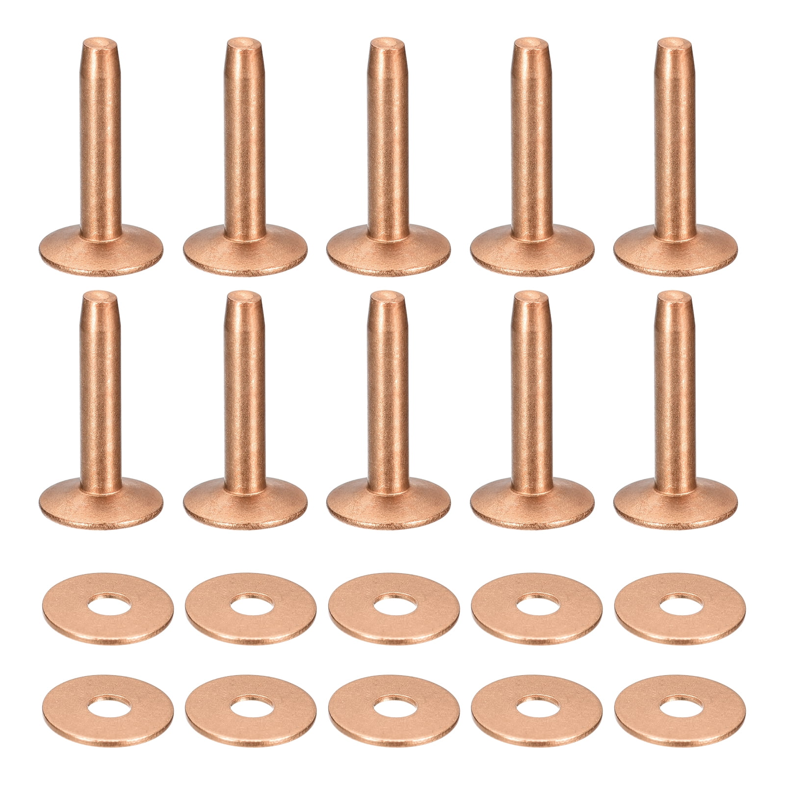 Uxcell 10 Set 10x3.3x21mm Solid Copper Rivets and Burrs Leather ...