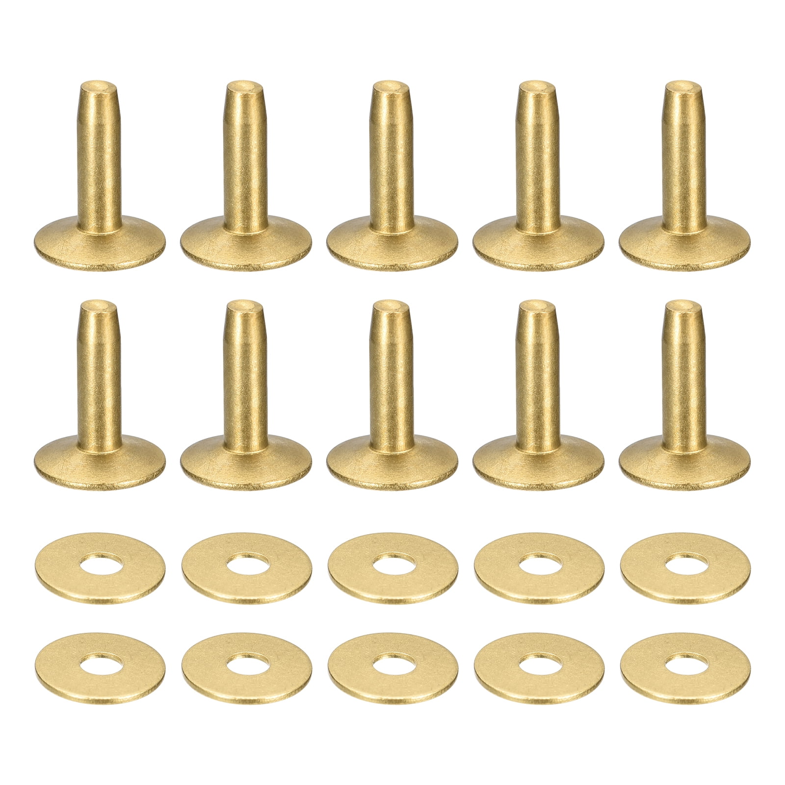 Uxcell 10 Set 12x4x14mm Solid Brass Rivets and Burrs Leather Fastener ...