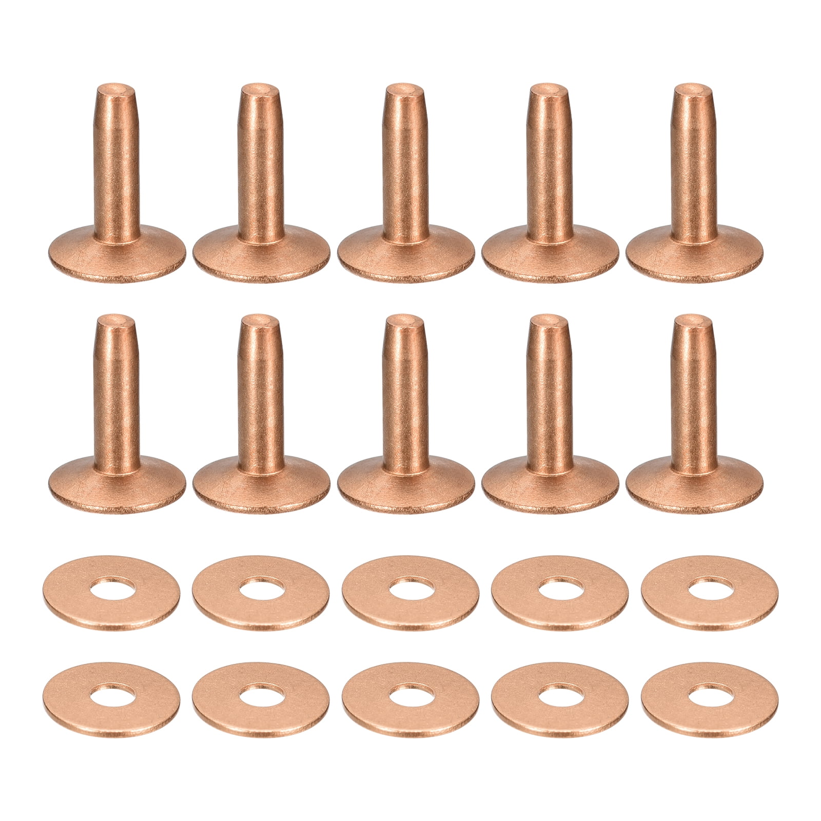 Uxcell 10 Set 12x4x14mm Solid Copper Rivets and Burrs Leather Fastener ...