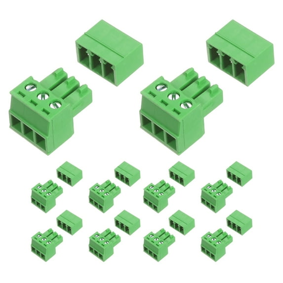 Uxcell 10 Set 3 Pin 3.81mm Pitch PCB Mount Screw Terminal Block ...