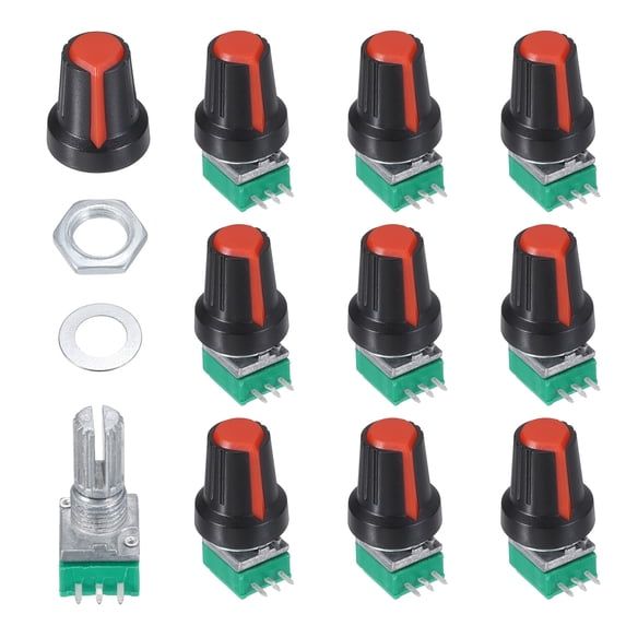 Uxcell 10 Set RK097NS 100K Potentiometer Kit, Single Linear Rotary Seal ...
