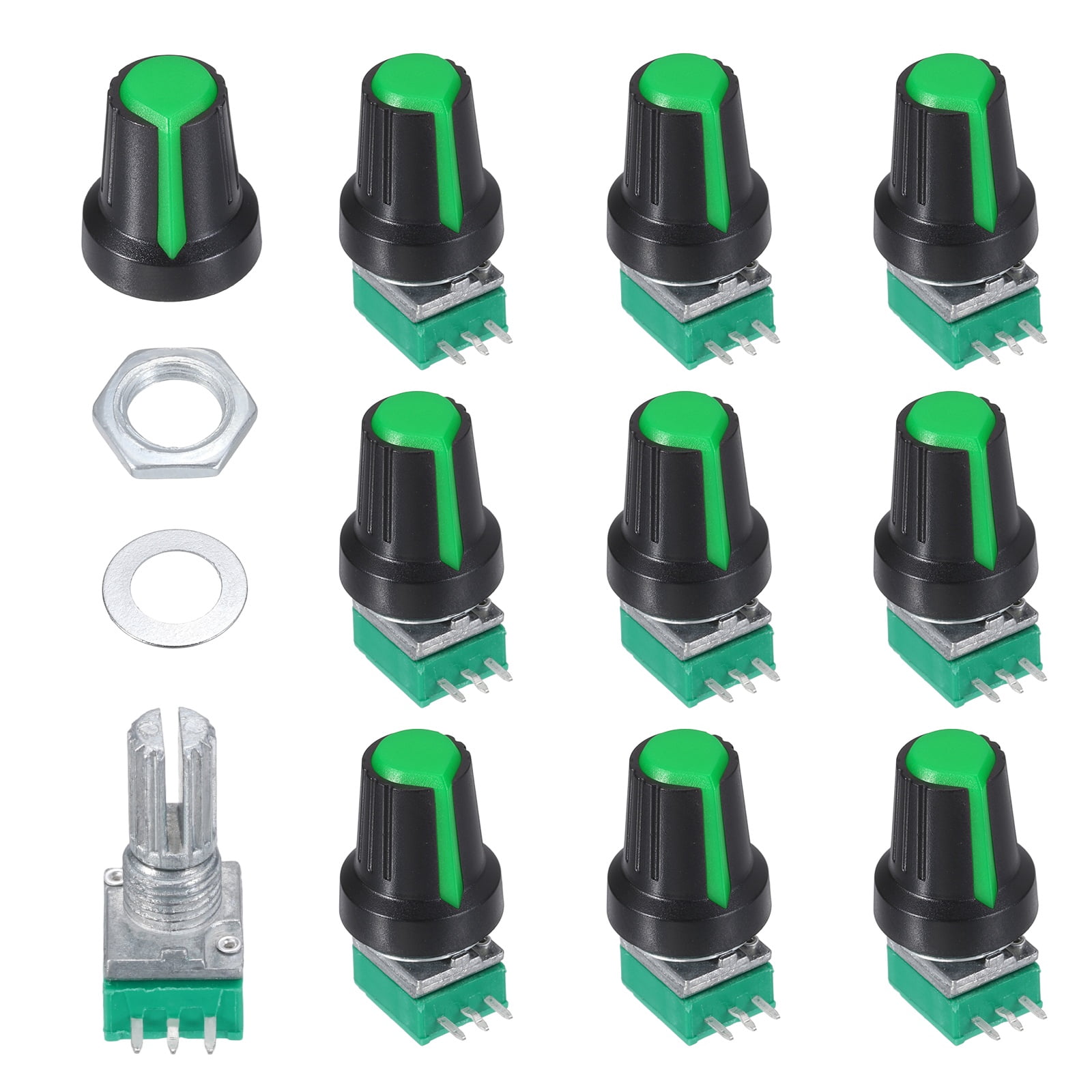 Uxcell 10 Set RK097NS 5K Potentiometer Kit, Single Linear Rotary Seal ...