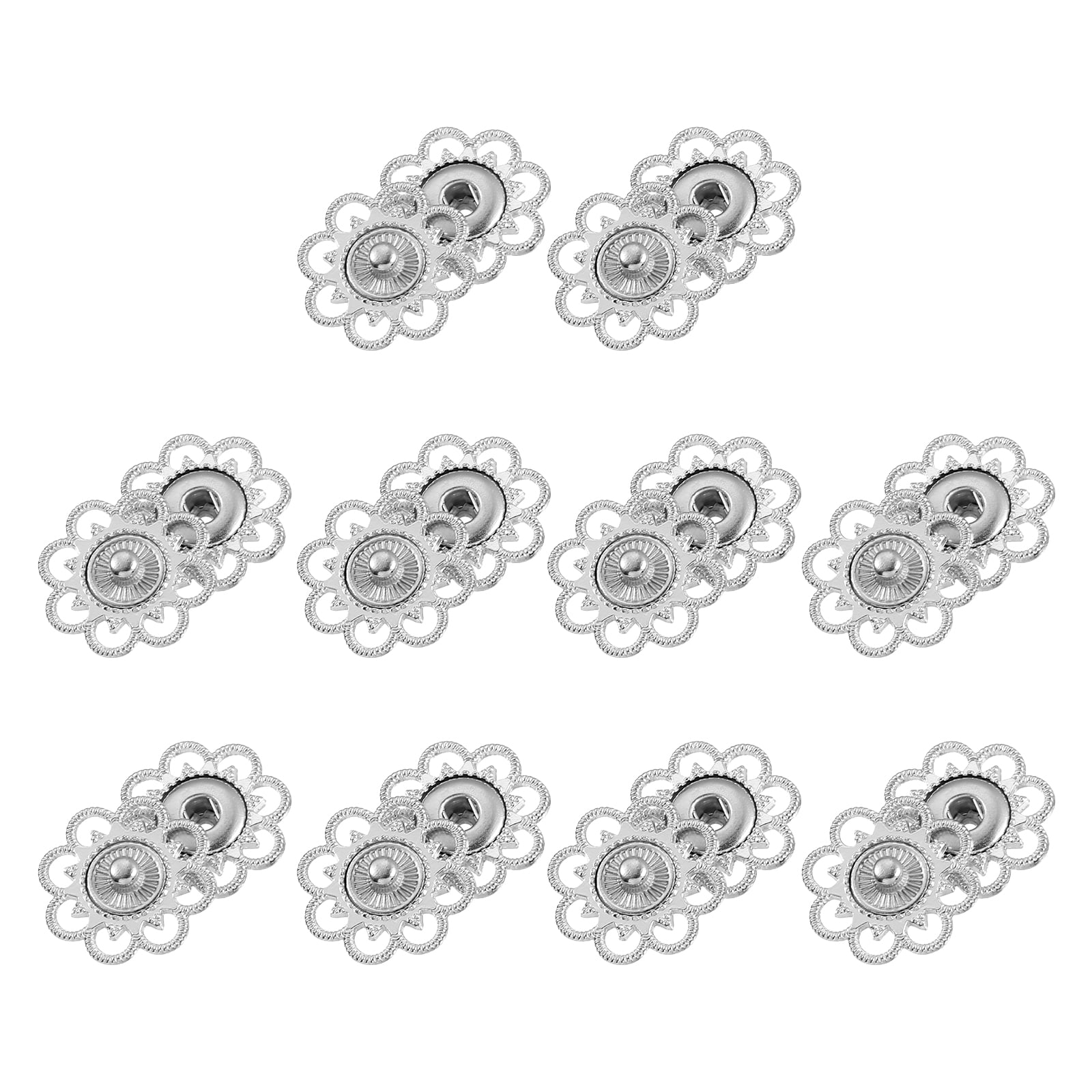 Uxcell 10 Sets Hollow Flower Snap Buttons, Press Buttons Metal Snap ...