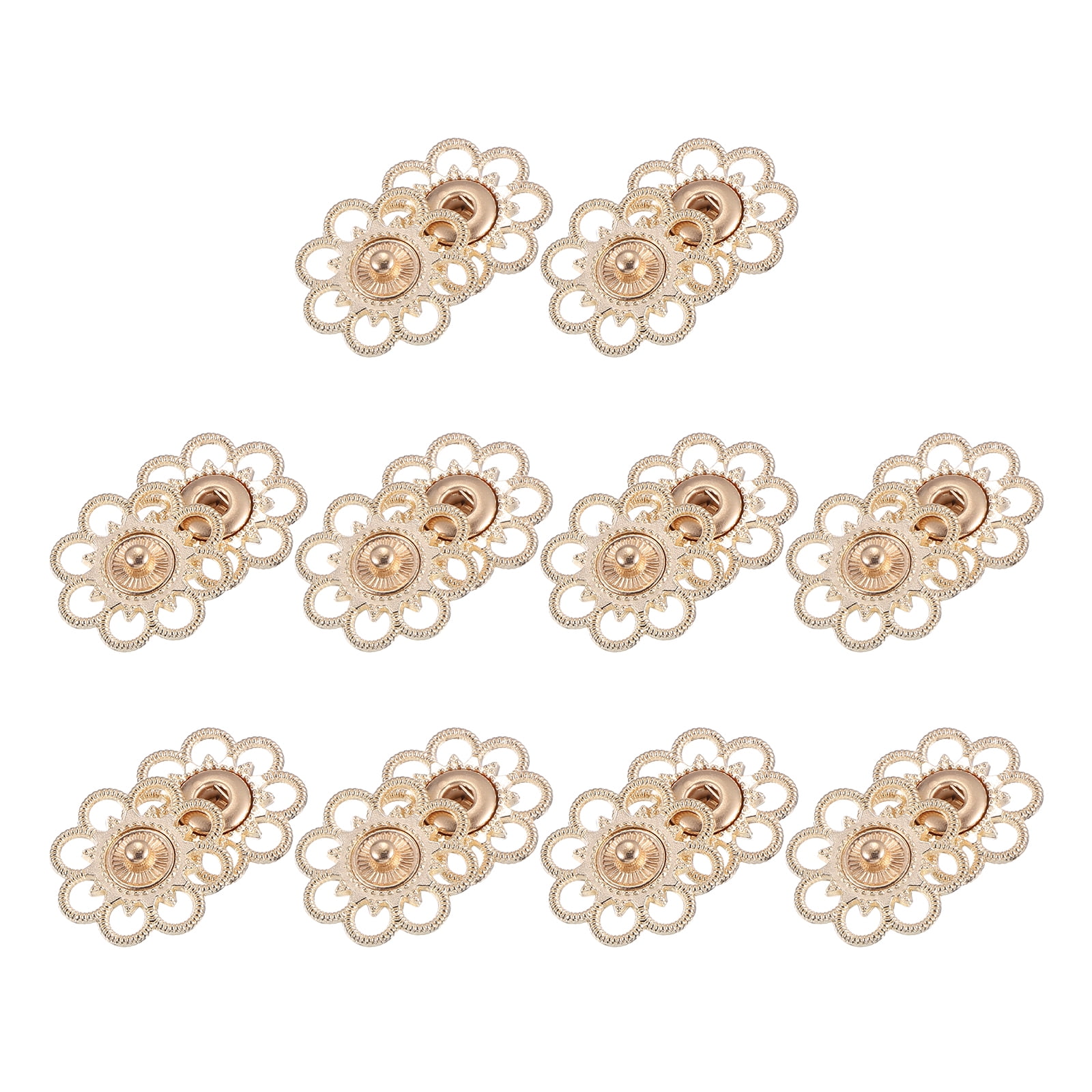 Uxcell 10 Sets Hollow Flower Snap Buttons, Press Buttons Metal Snap ...