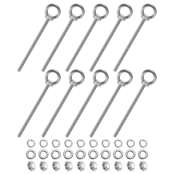 Uxcell 10-Sets Stainless Eyebolt M6x119mm Shoulder Lifting Eye Bolt ...