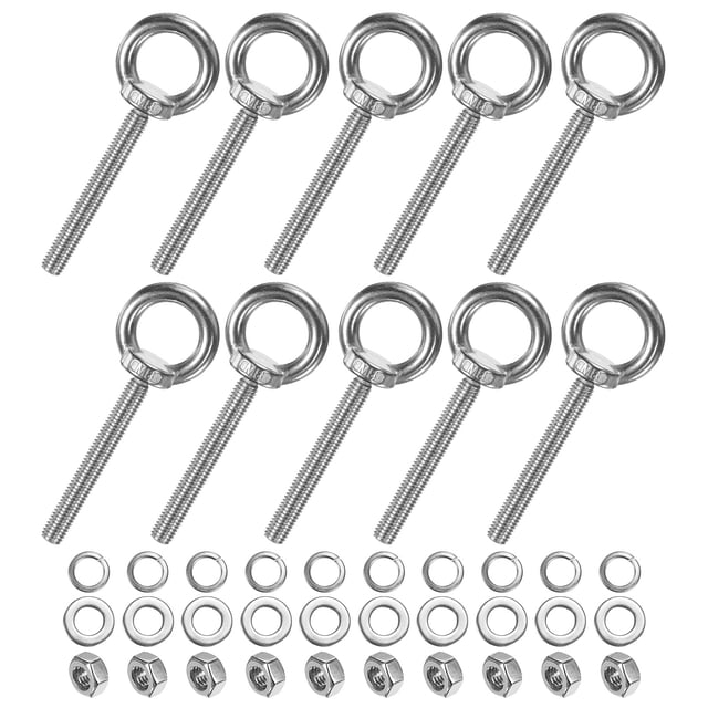 Uxcell 10-Sets Stainless Eyebolt M8x67mm Shoulder Lifting Eye Bolt with ...