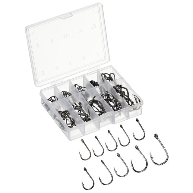 Uxcell 10 Sizes High Carbon Steel Claw Fish Fishing Hooks with Barbs ...