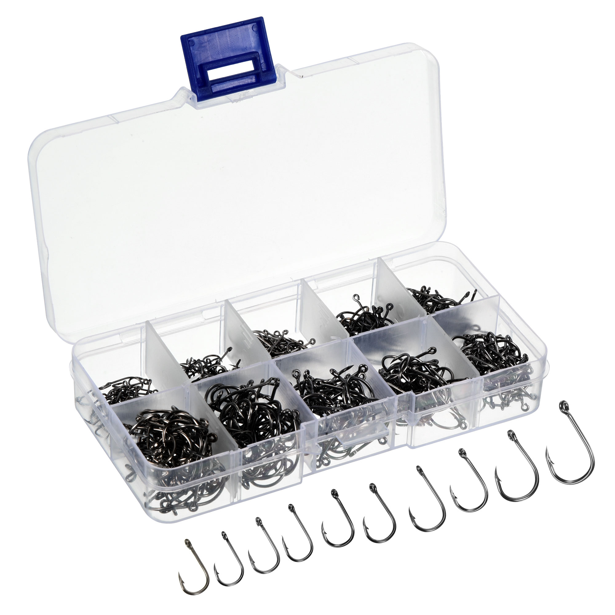 Uxcell 10 Sizes High Carbon Steel Claw Fish Fishing Hooks with Barbs ...