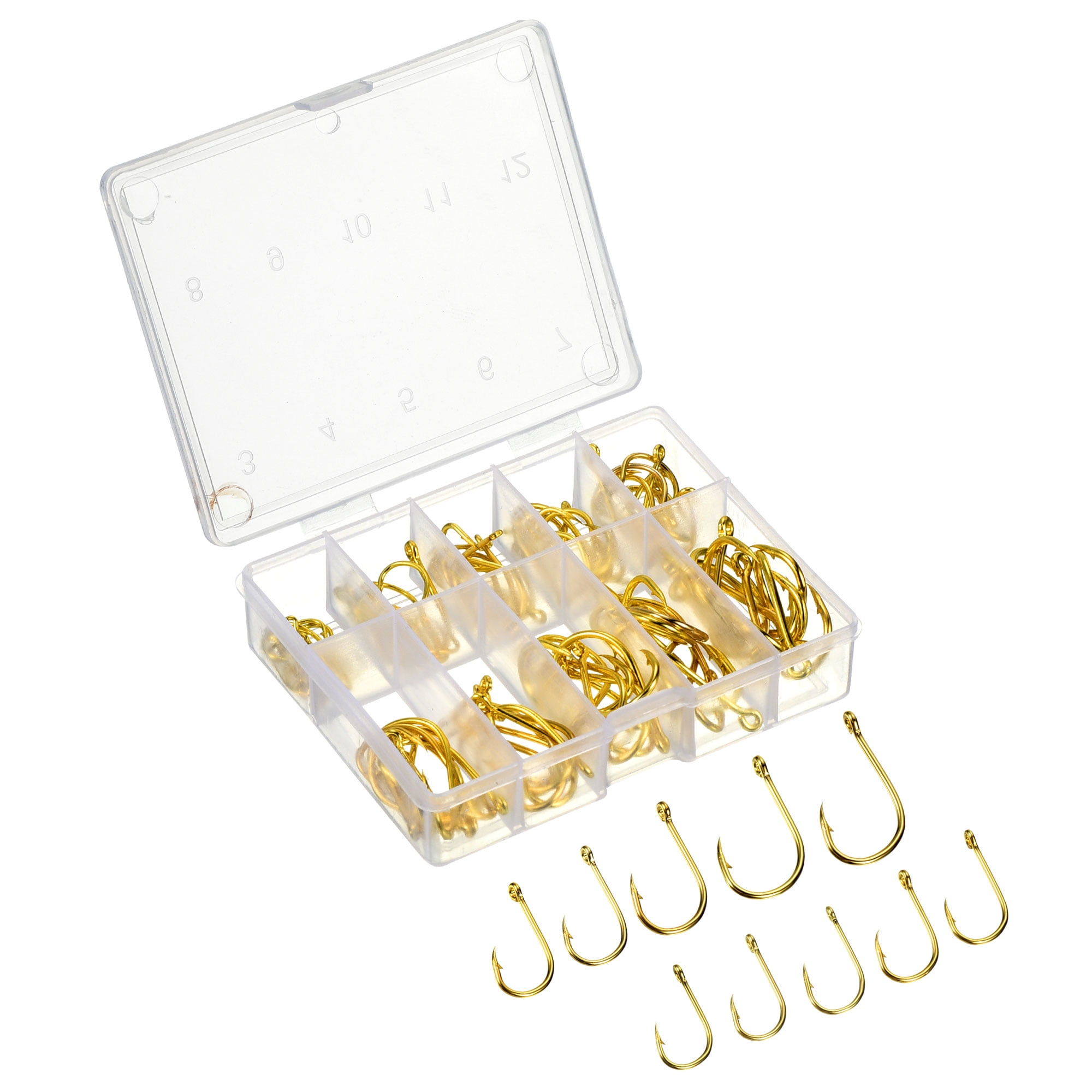 Uxcell 10 Sizes High Carbon Steel Claw Fish Fishing Hooks with Barbs ...