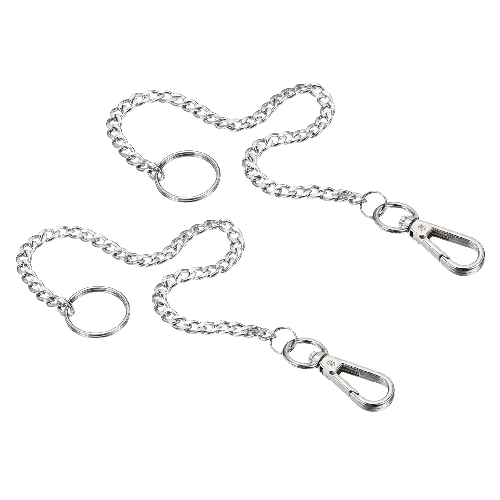Uxcell 10" Stainless Steel Flat Keychain with Key Ring Clasp, Silver 2 ...
