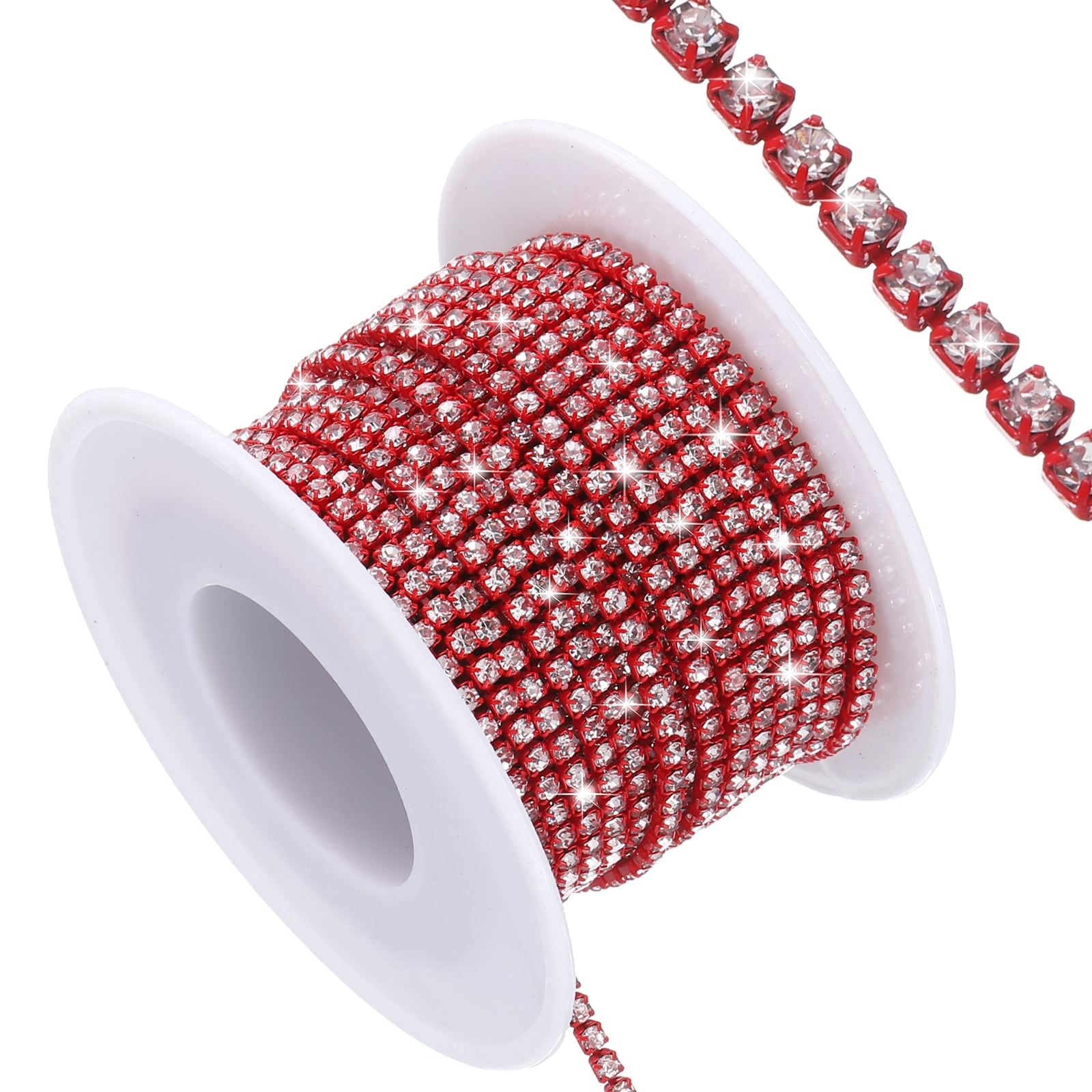 Uxcell 10 Yard Crystal Rhinestone Close Chain Trim, Crystal Rhinestone ...