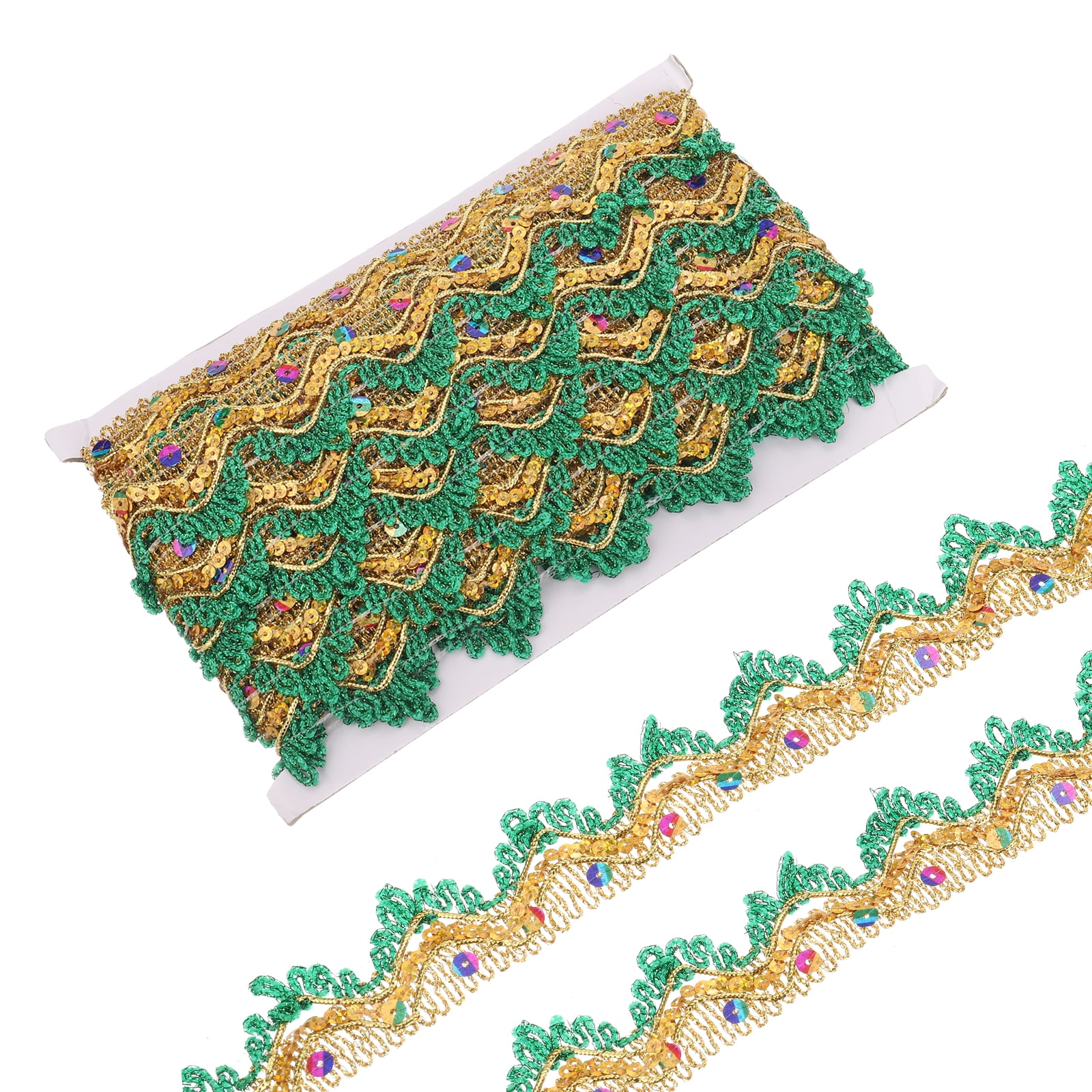 Uxcell 10 Yard Sequins Beaded Lace Trim 1.5 inch Scalloped Braid Trim ...