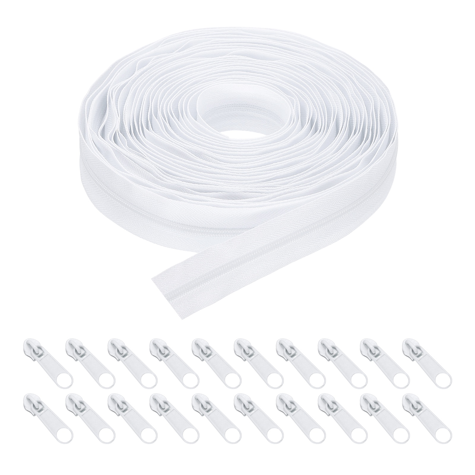 Uxcell 10 Yards 1" #3 Nylon Coil Zipper Sewing Tape with 20 Zip Slider ...