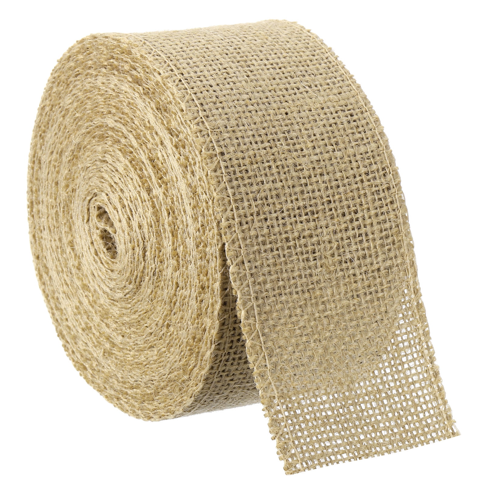Uxcell 10 Yards Natural Burlap Ribbon 2.4 inch Jute Burlap Wired Ribbon ...