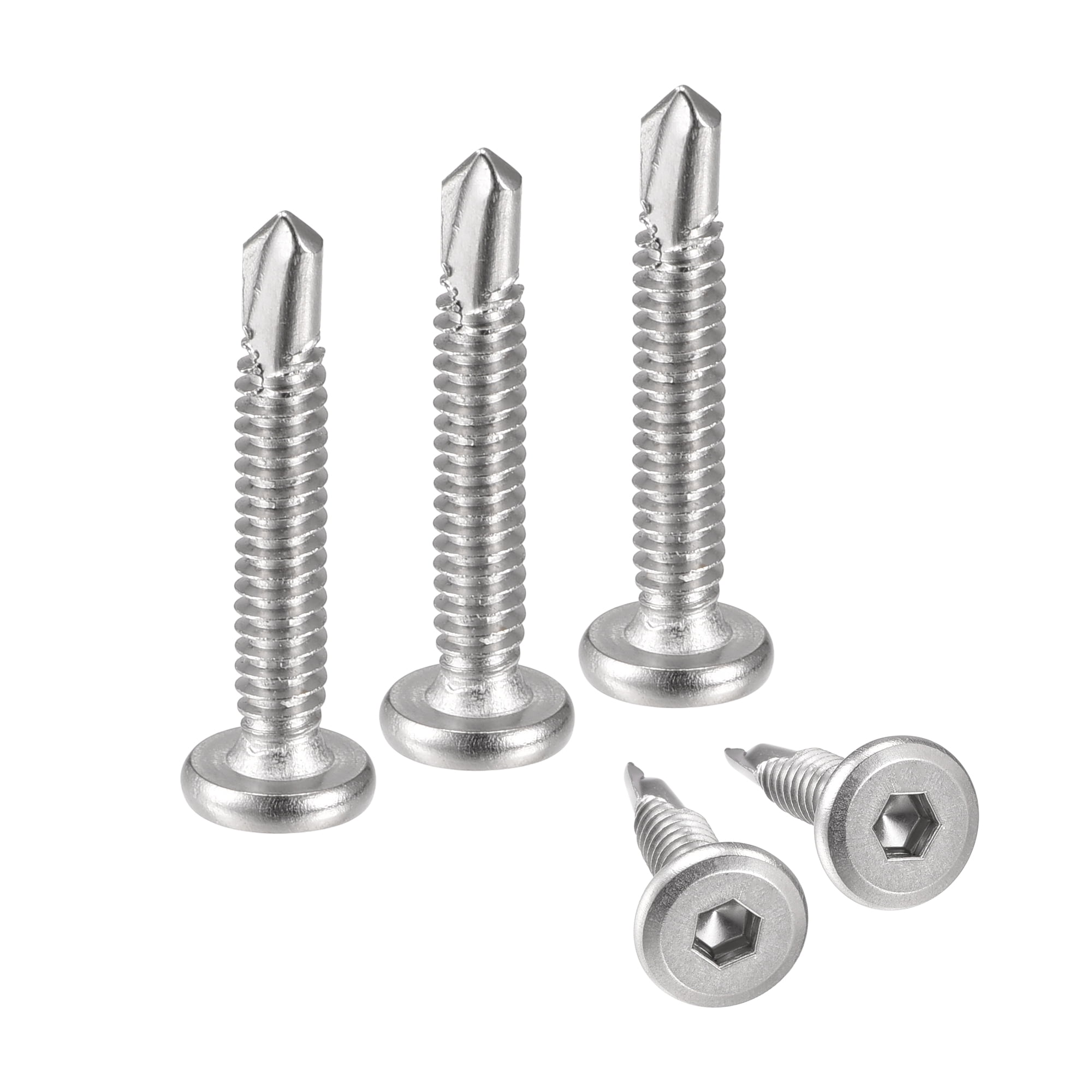 Uxcell #10 x 1-1/4" 410 Stainless Steel Flat Head Hex Socket Self ...