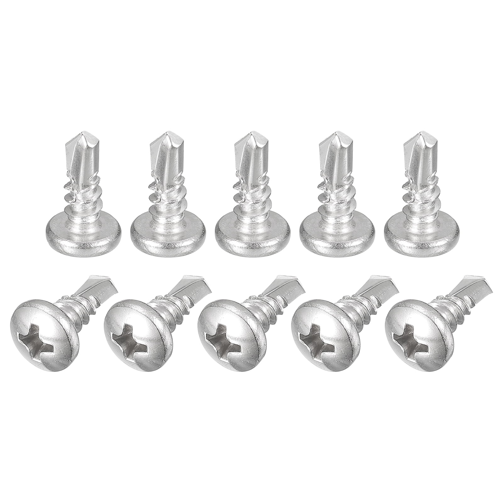 Uxcell #10 x 1/2" Self Drilling Screws, 50 Pack Phillips Pan Head Self Tapping Screws - Walmart.com