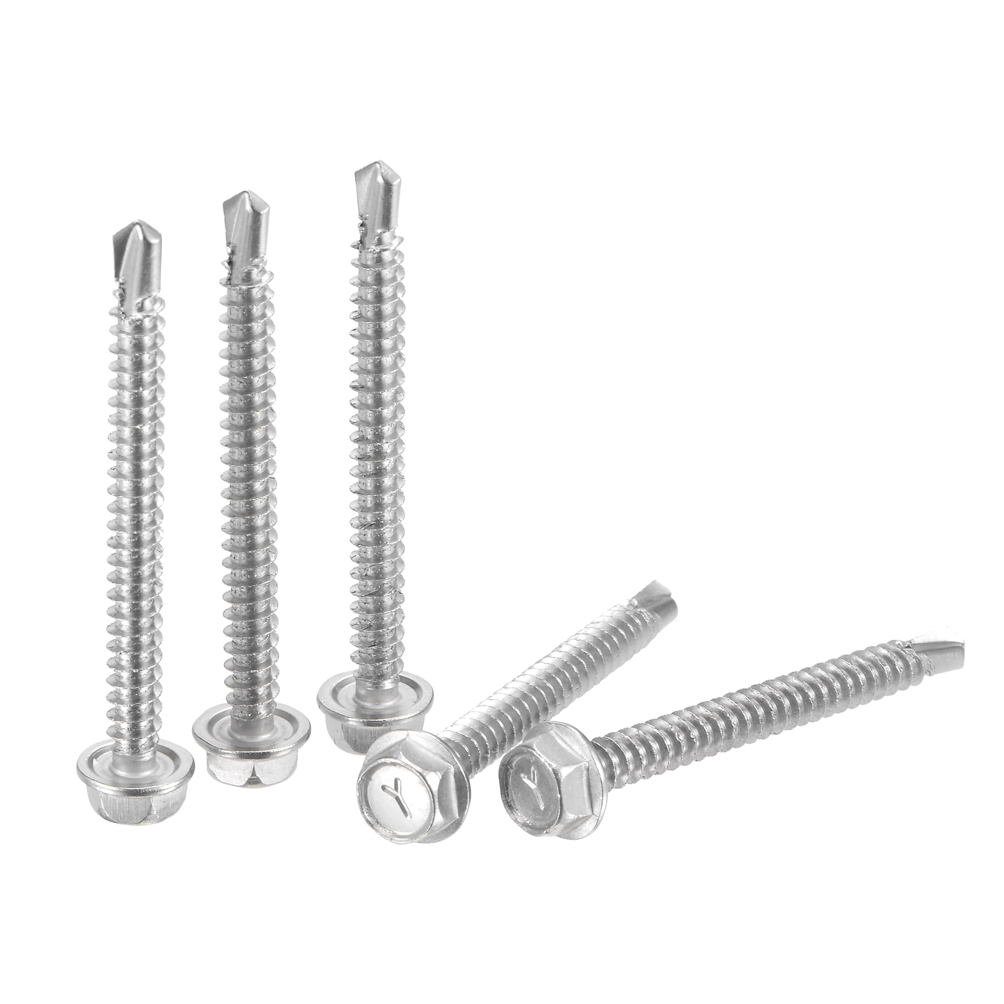 Uxcell #10 x 1 31/32" 410 Stainless Steel Hex Washer Head Self Drilling Screws 50 Pack - Walmart.com