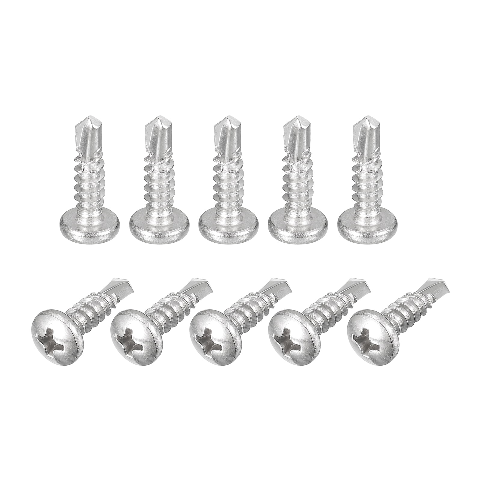 Uxcell #10 x 3/4" Self Drilling Screws, 50 Pack Phillips Pan Head Self Tapping Screws - Walmart.com