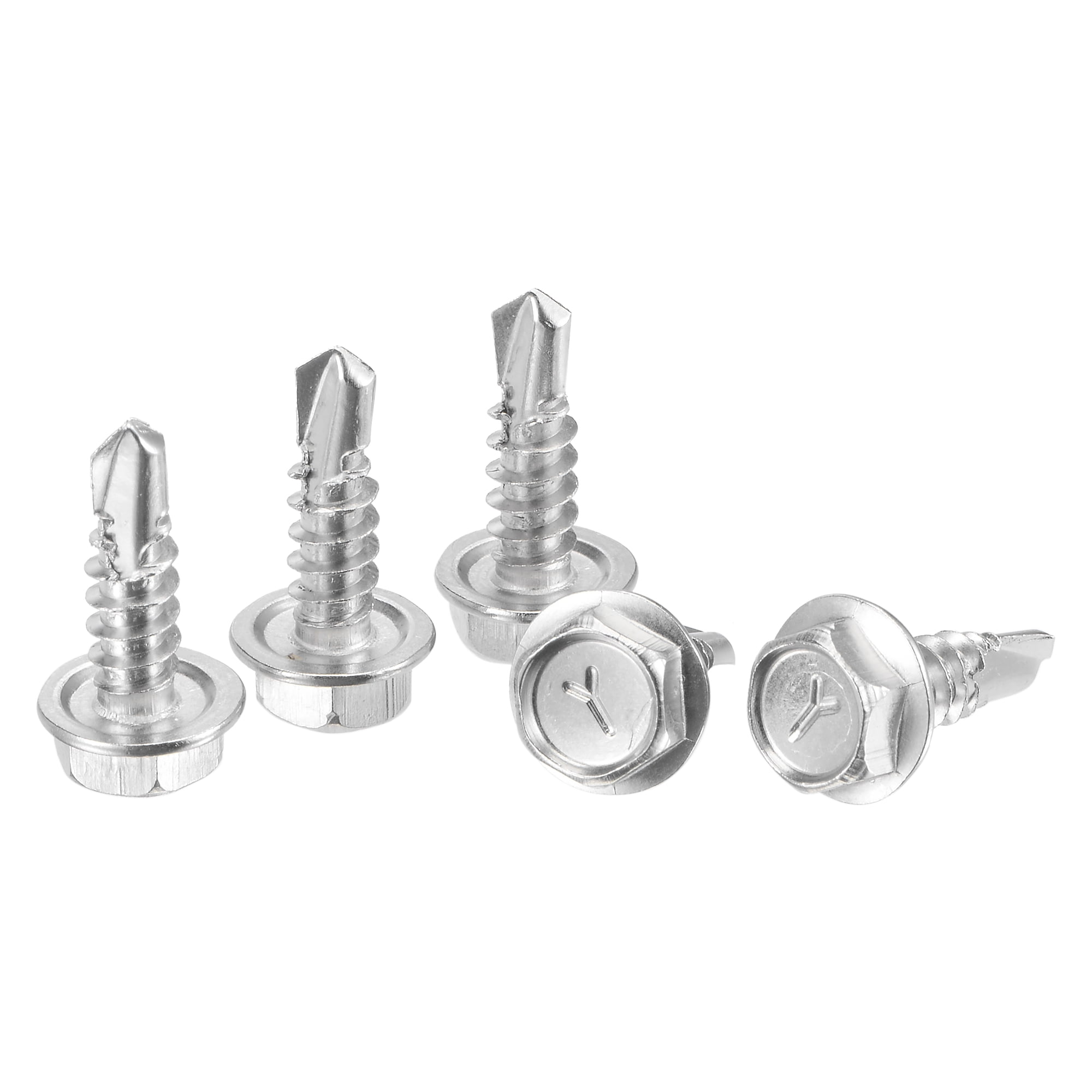 Uxcell #10 x 5/8" 410 Stainless Steel Hex Washer Head Self Drilling ...